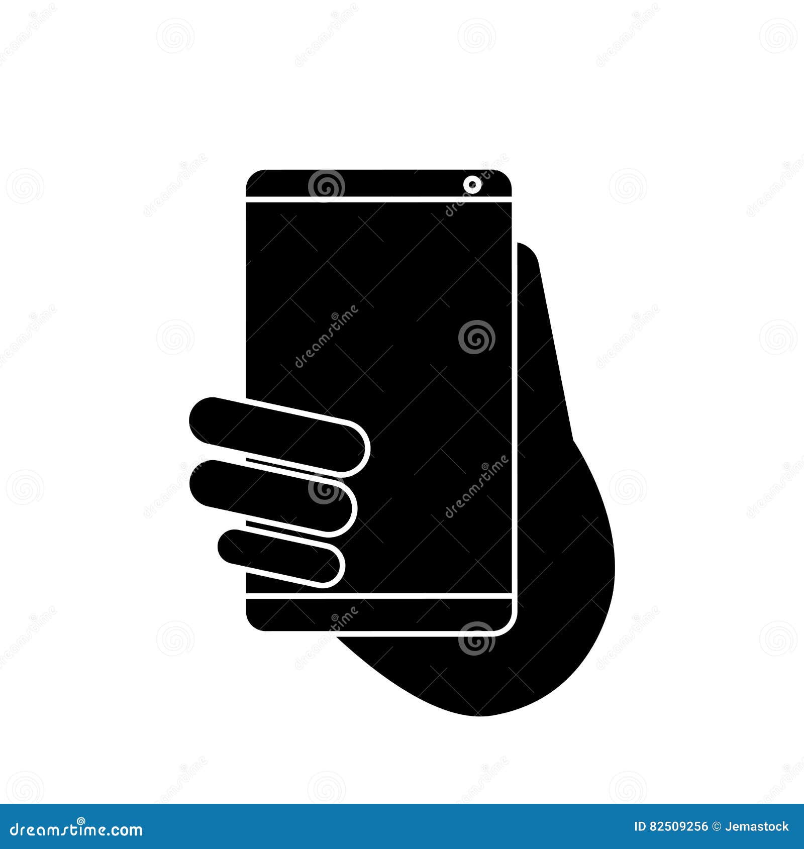Hand Holds Smartphone Sms Chat Technology Pictogram Stock Vector ...
