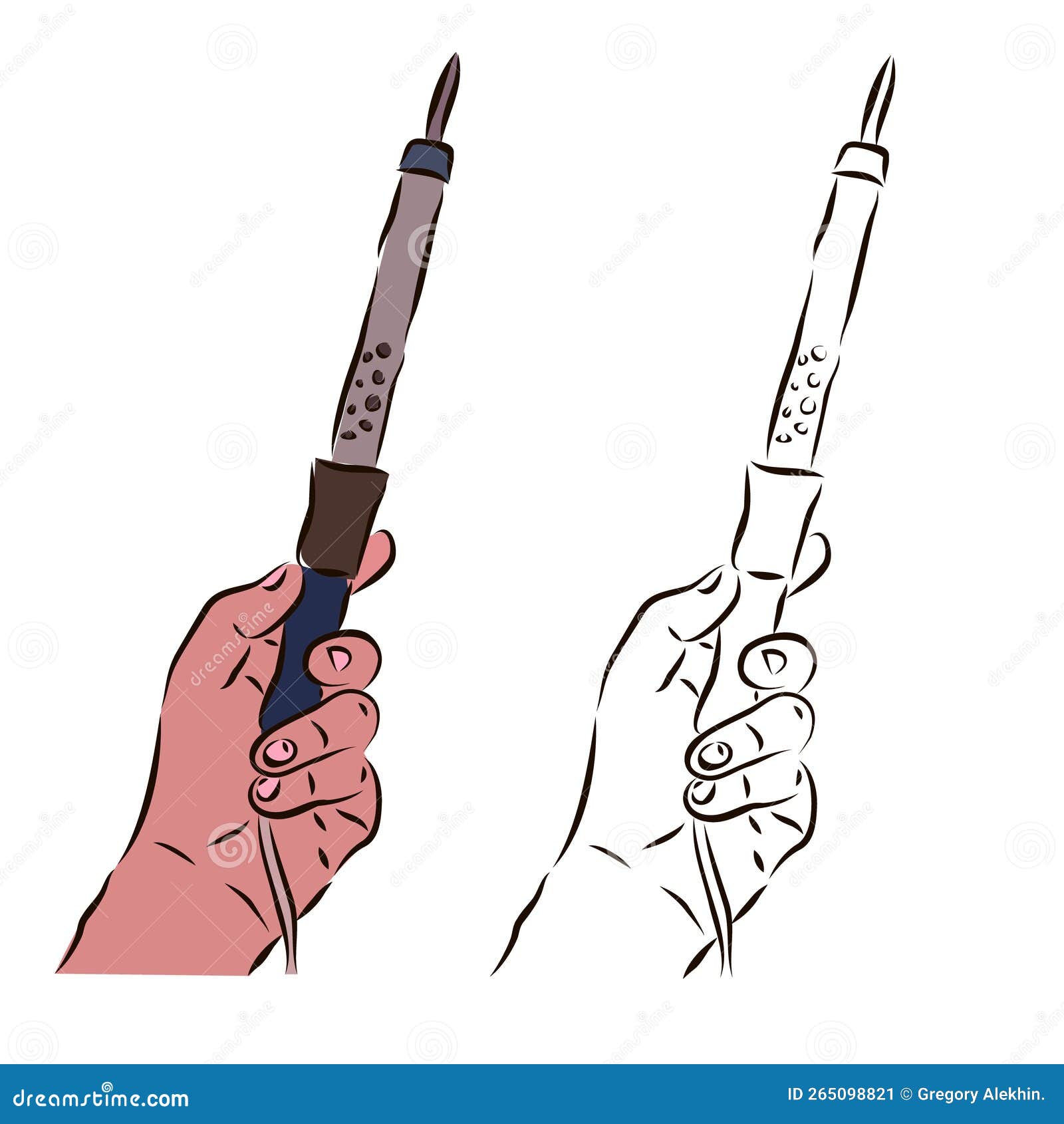 The Hand Holds a Soldering Iron for Soldering Chips Stock Vector ...