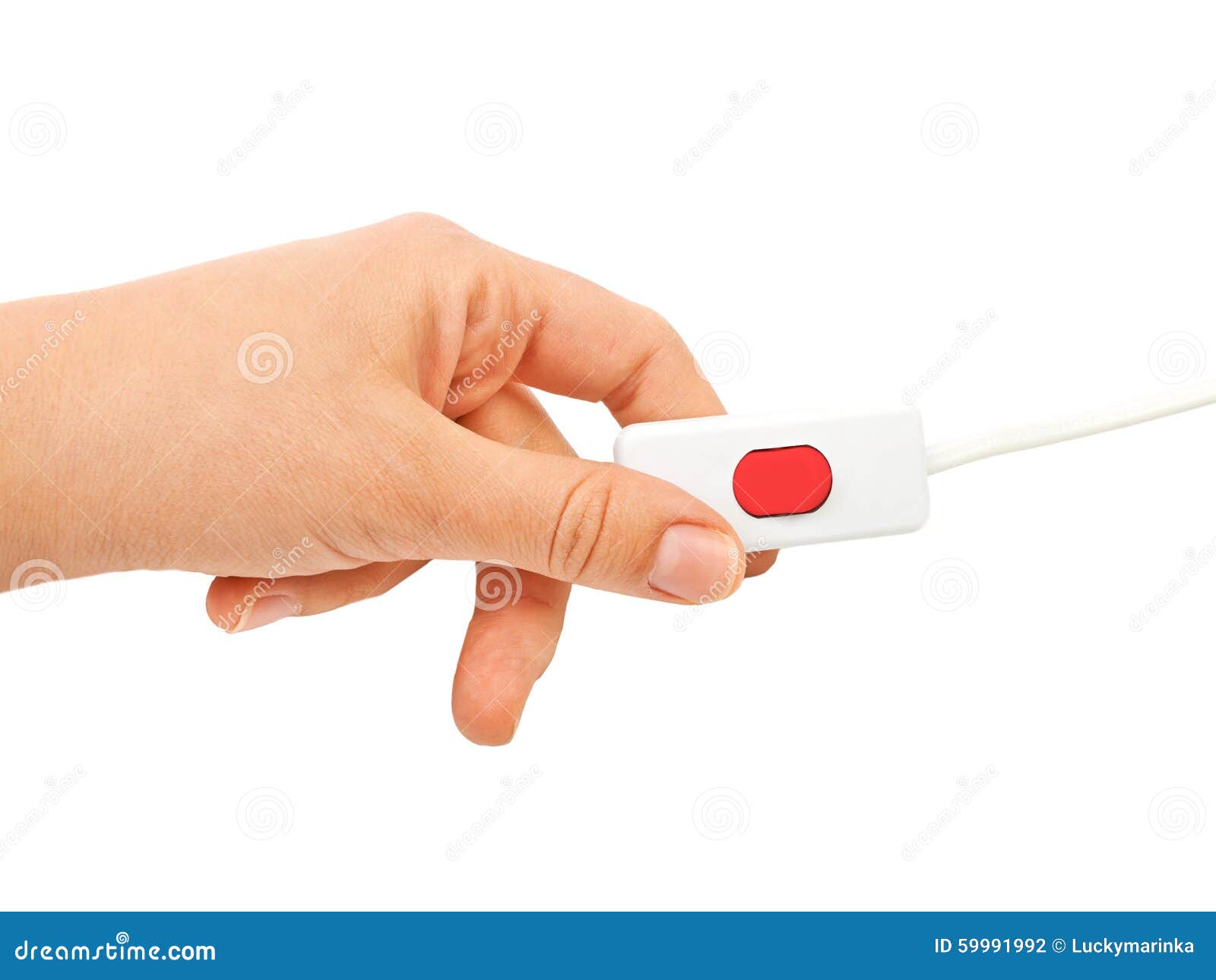 Hand Holds the Switch with a Red Button Stock Photo - Image of isolated ...