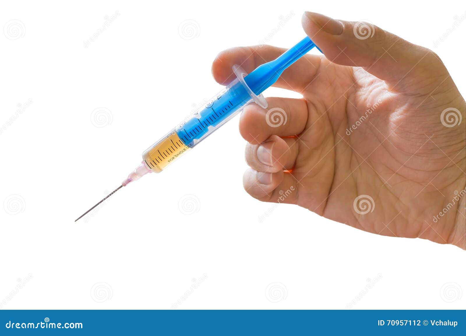 A Man Holds A Syringe For Subcutaneous Injection Of Hormonal Drugs In ...