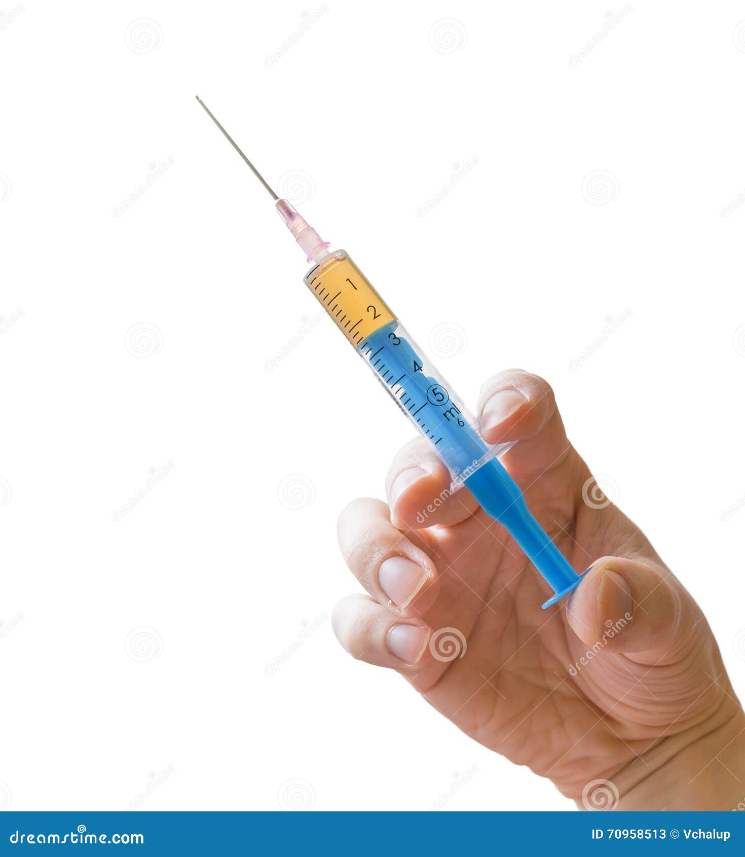A Man Holds A Syringe For Subcutaneous Injection Of Hormonal Drugs In ...