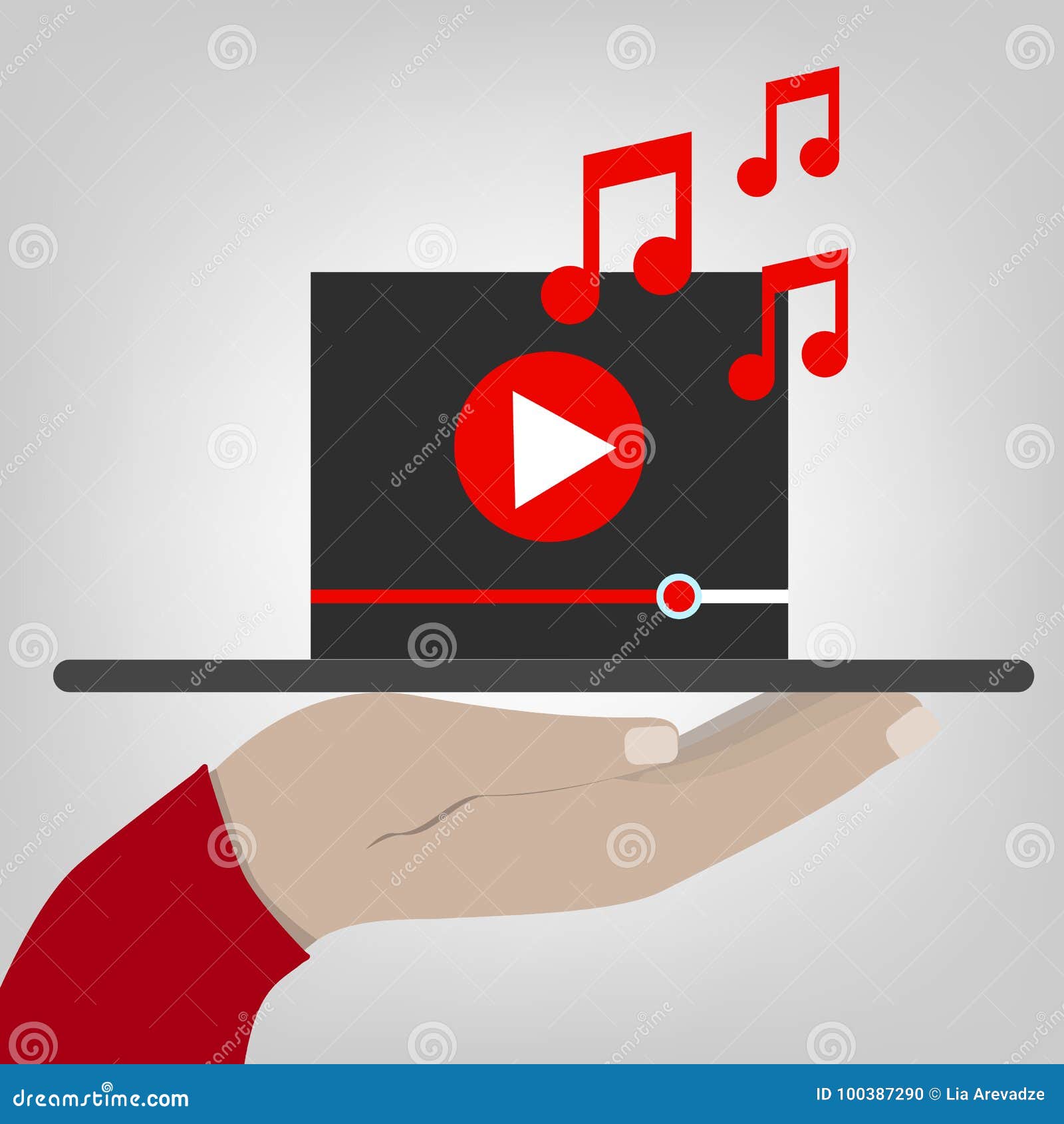 Hand Holds a Tablet with Digital Video Player. Flat Illustration Stock ...