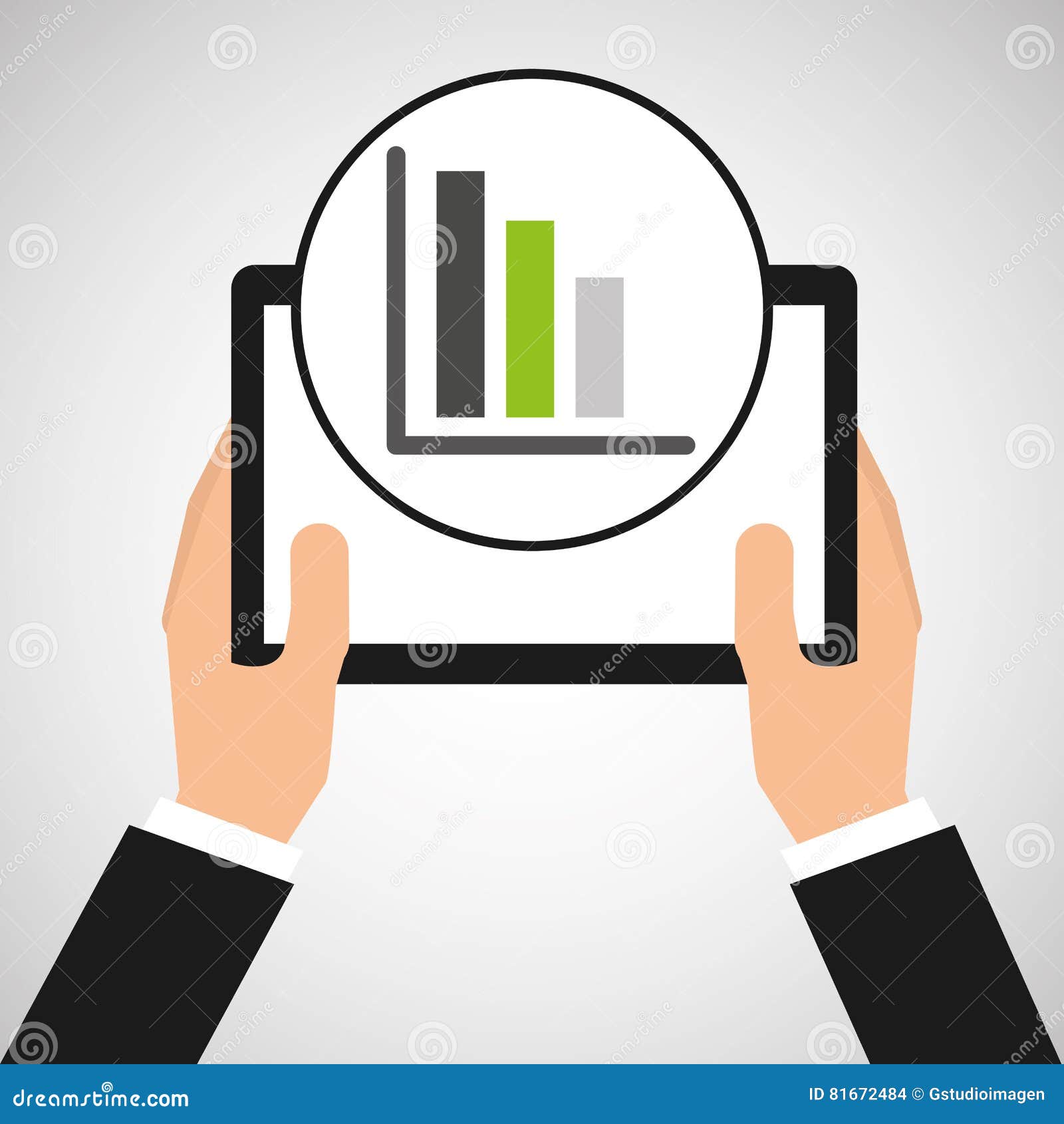 Hand Holds Tablet Statistical Data Stock Vector - Illustration of ...