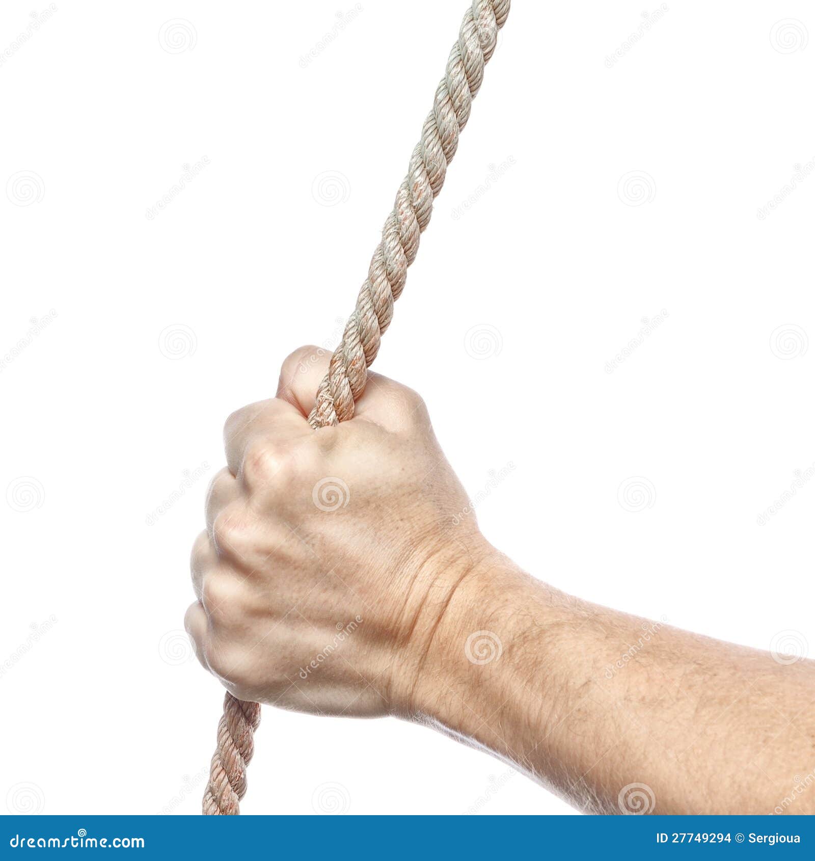 Hand holds a thick rope. stock photo. Image of battle - 27749294
