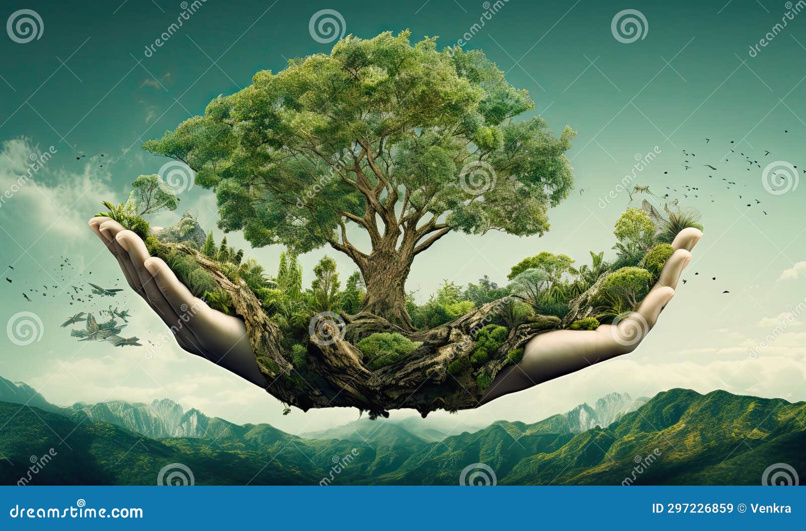 Hand Holds a Tree To Save the Environment Stock Illustration ...