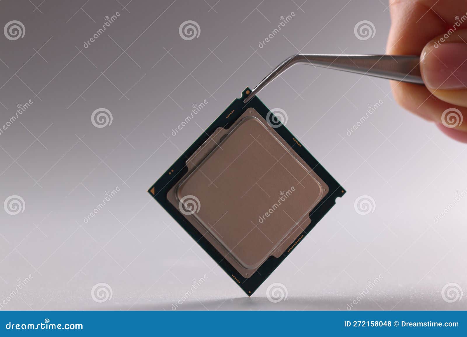 Hand Holds Tweezers with Chip Assembled Closeup Stock Photo - Image of ...