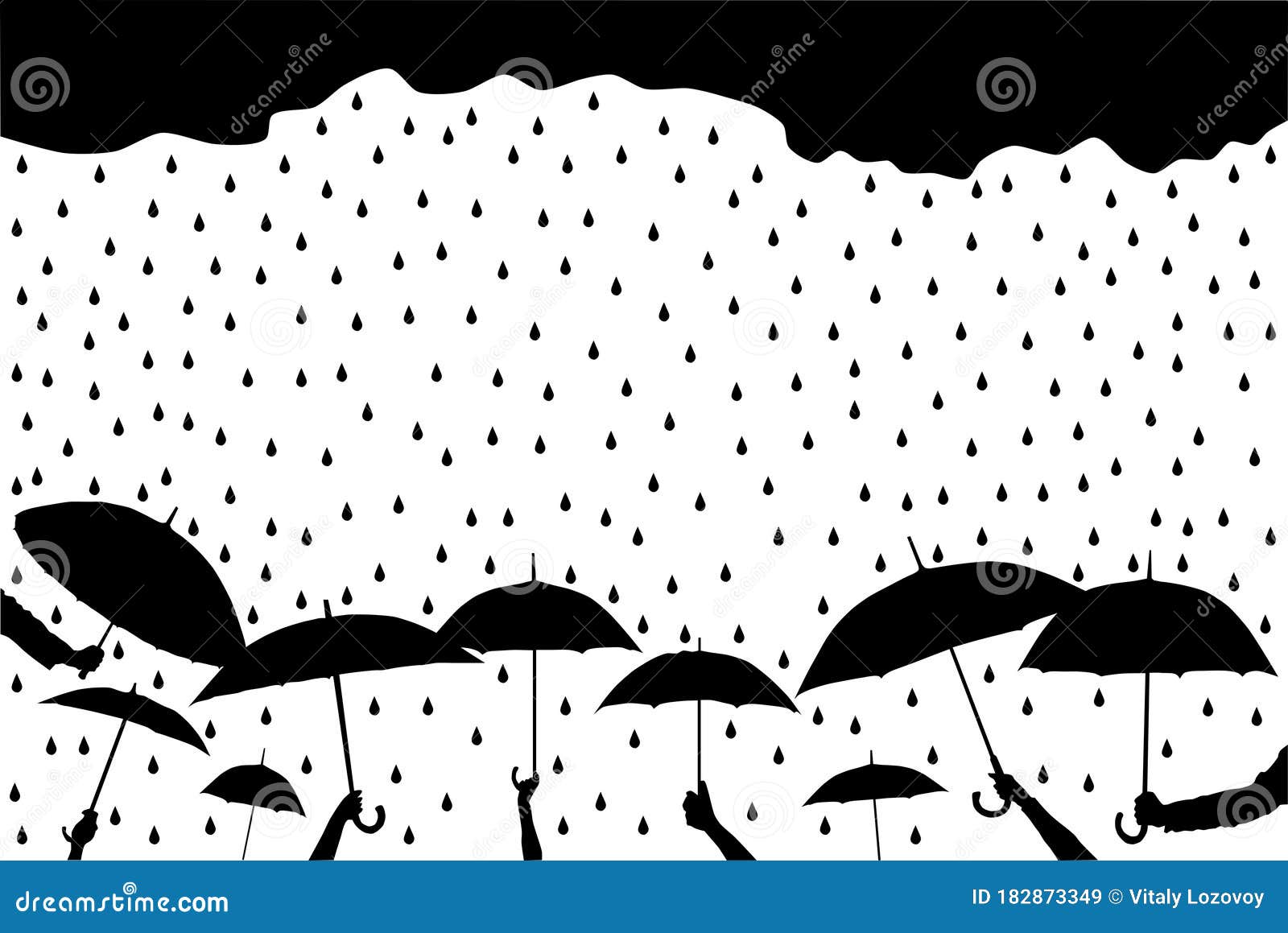 Hand Holds an Umbrella. it`s Raining Stock Illustration - Illustration ...
