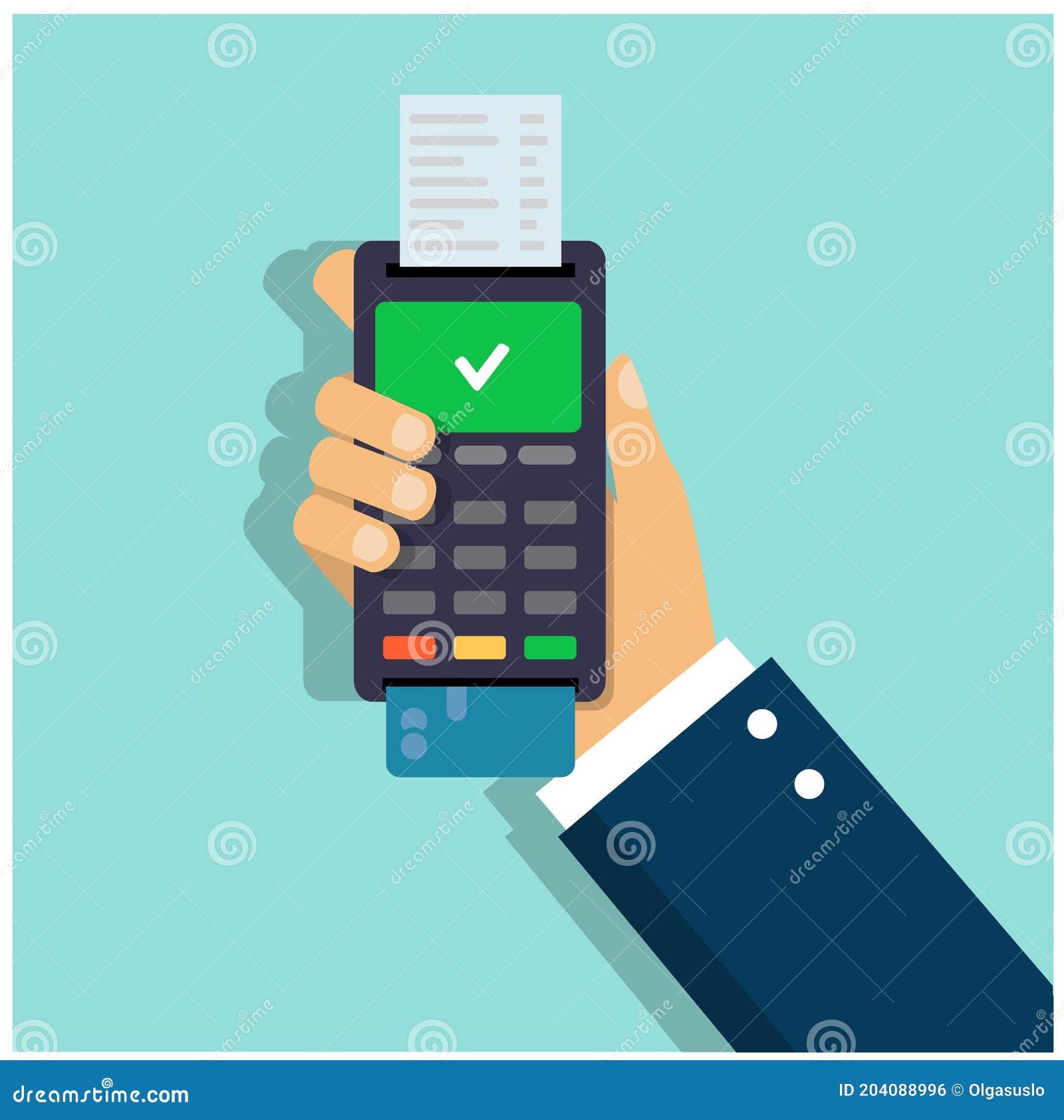 Payment by Credit Card Using a Validator Stock Vector - Illustration of ...