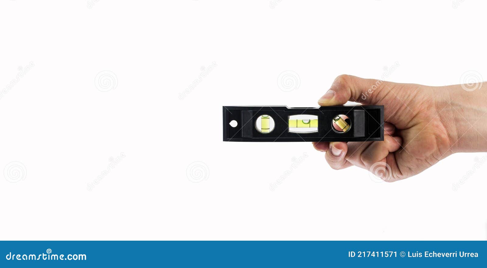 Hand Holds Construction Level on White Background Stock Image - Image ...
