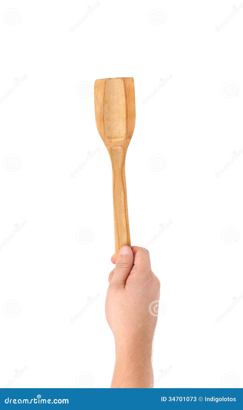 Hand Holds Woodfen Spatula. Stock Image - Image of cooking, food: 34701073