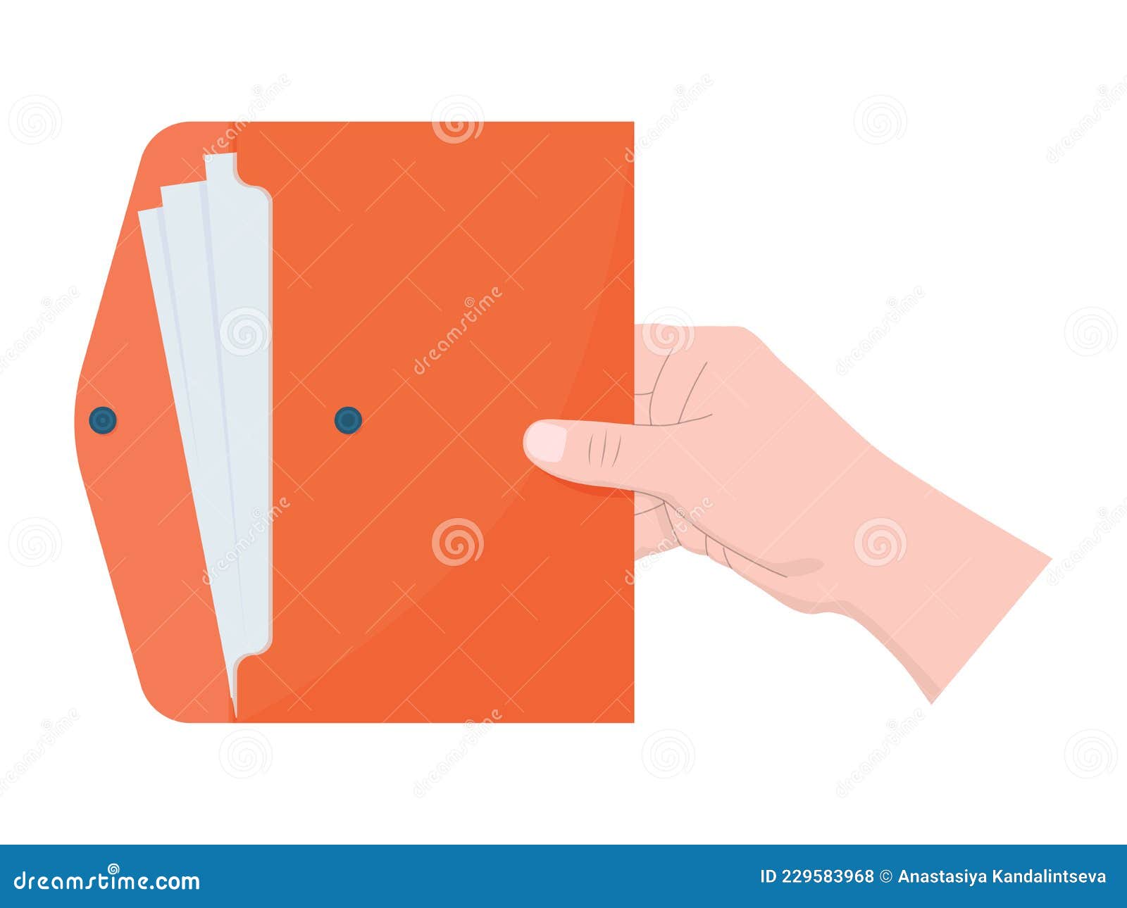 Hand Holds a Red Folder with Documents. Stock Vector - Illustration of ...