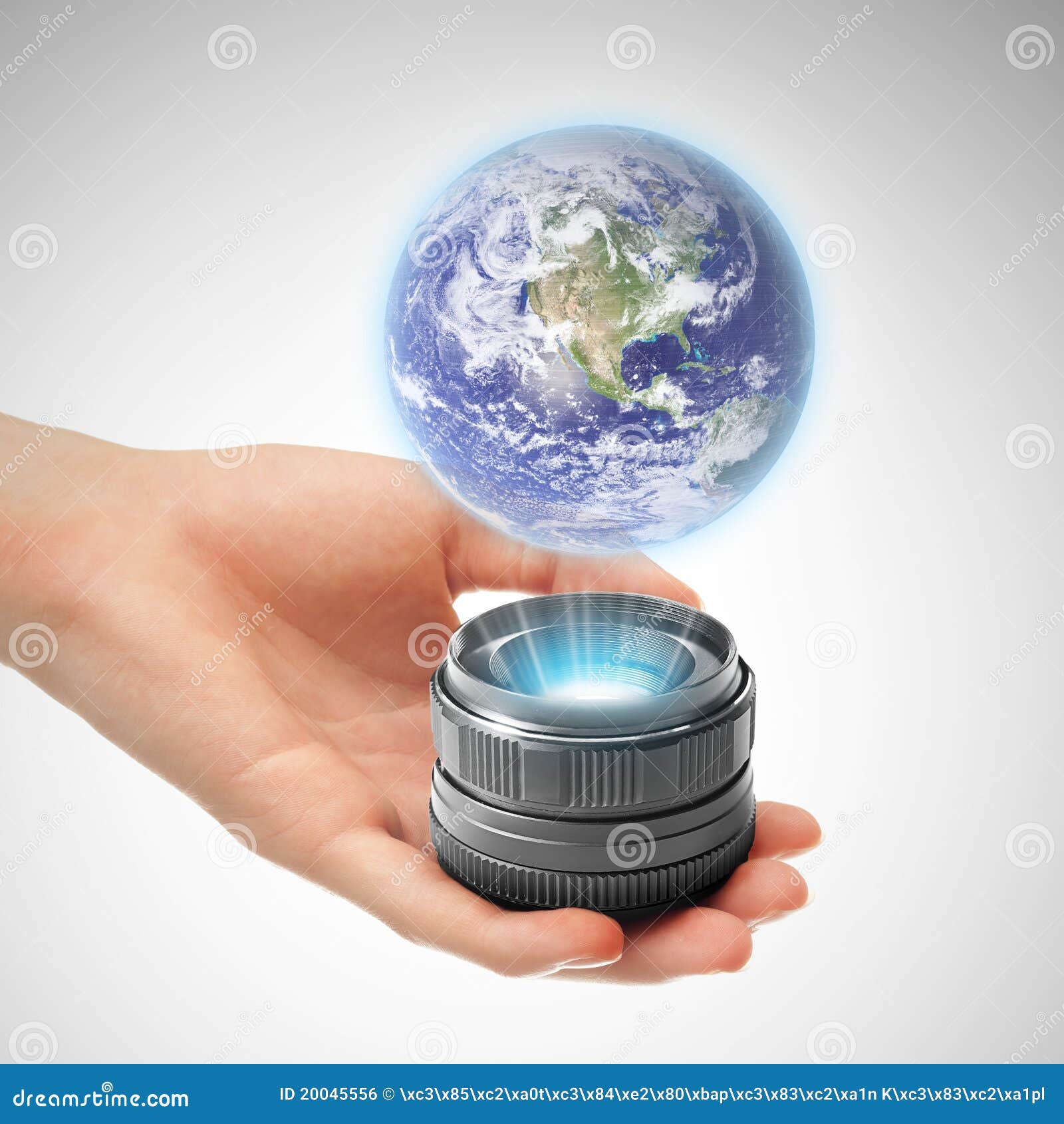 Hand with Holographic Projector Stock Photo - Image of gadget, fingers ...