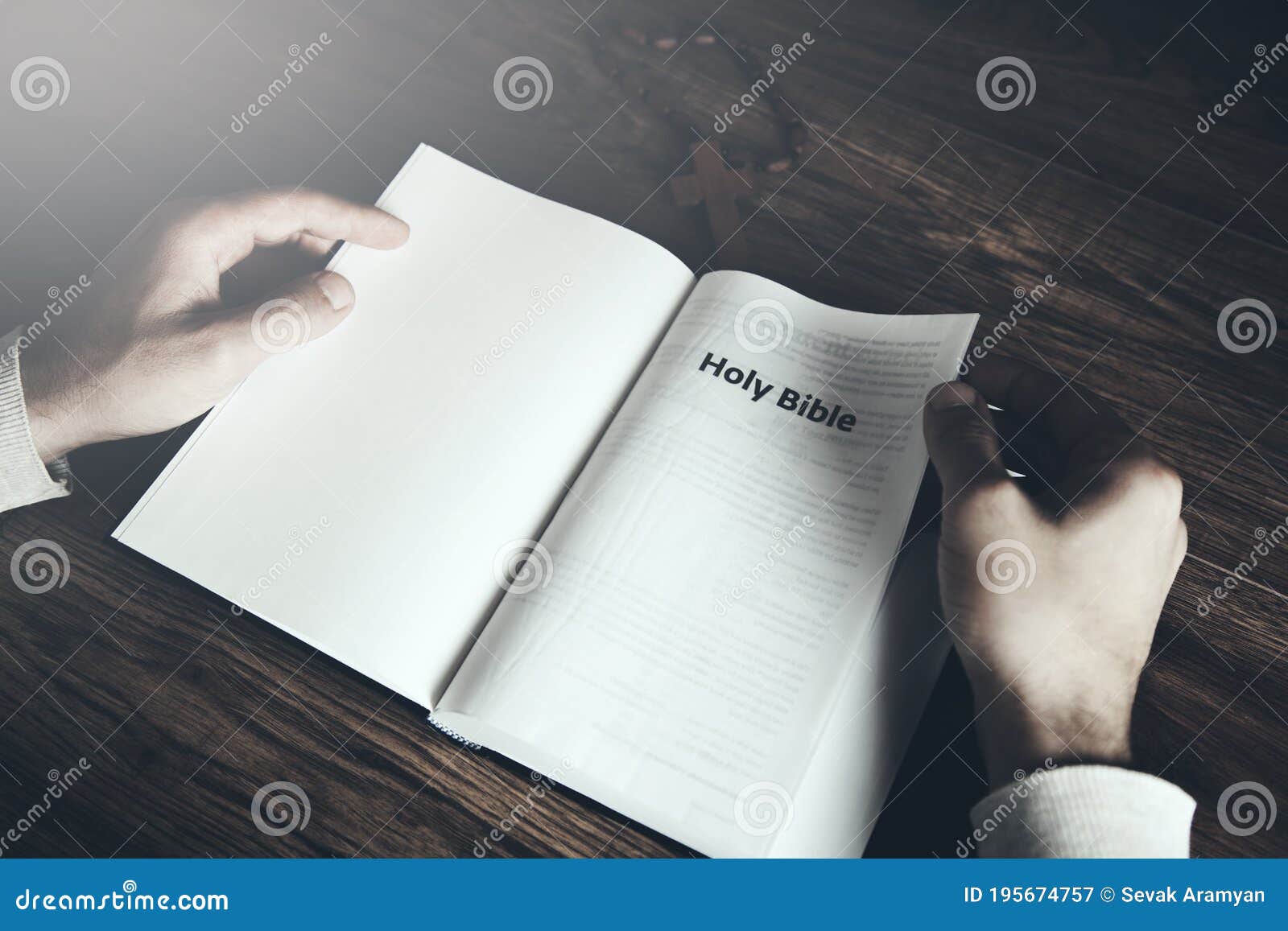 Hand Holy Bible stock image. Image of young, preacher - 195674757