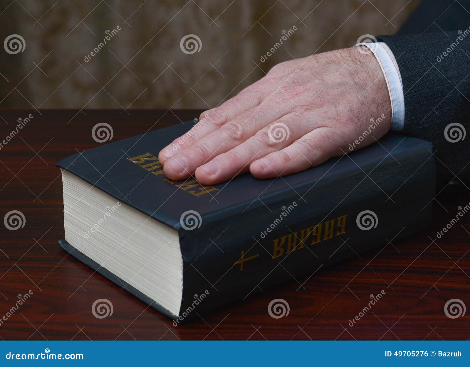 Hand on the Holy Book - Bible Stock Photo - Image of oath, book: 49705276