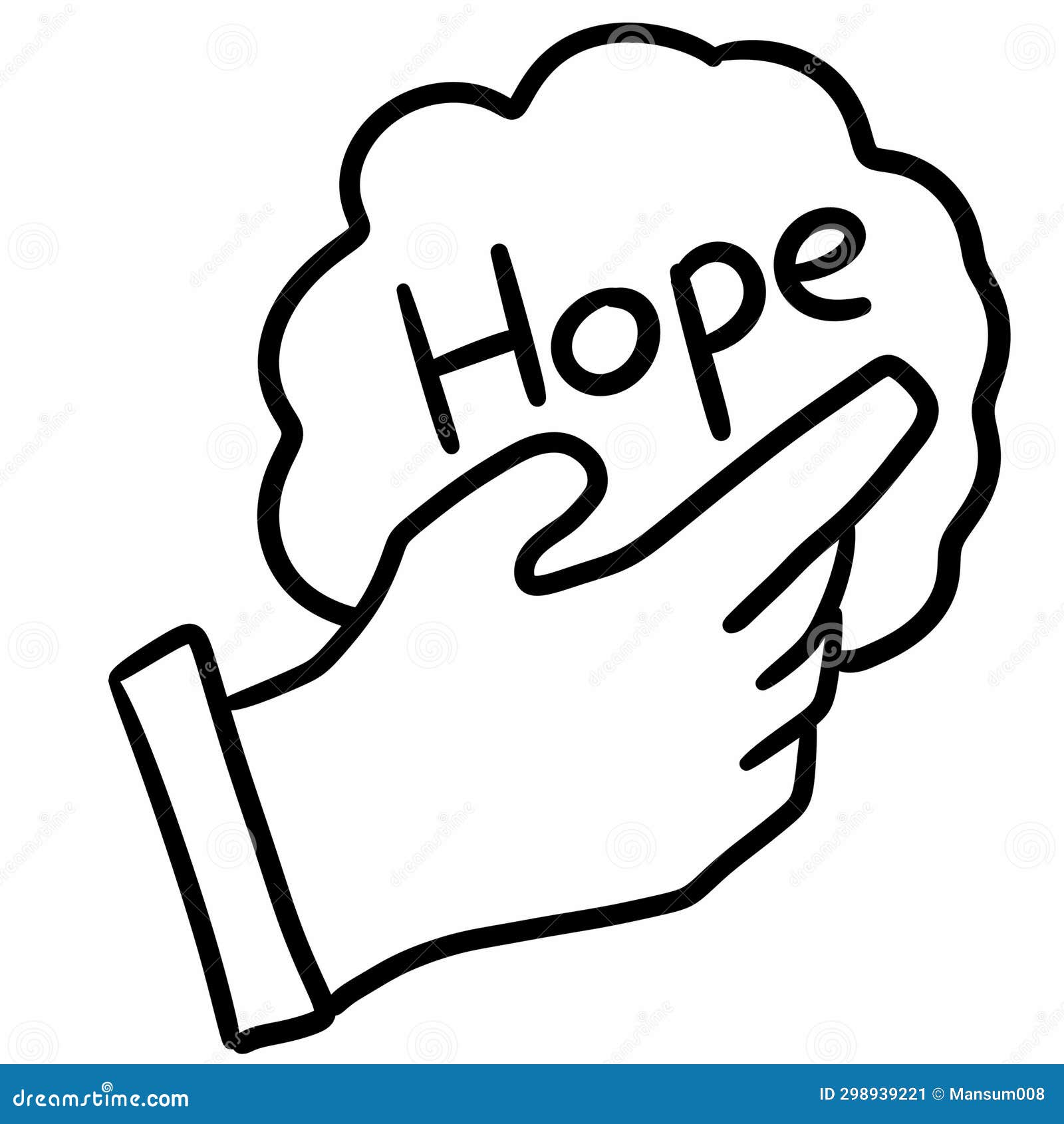 Hand and Hope Icon in Outline Style Stock Illustration - Illustration ...