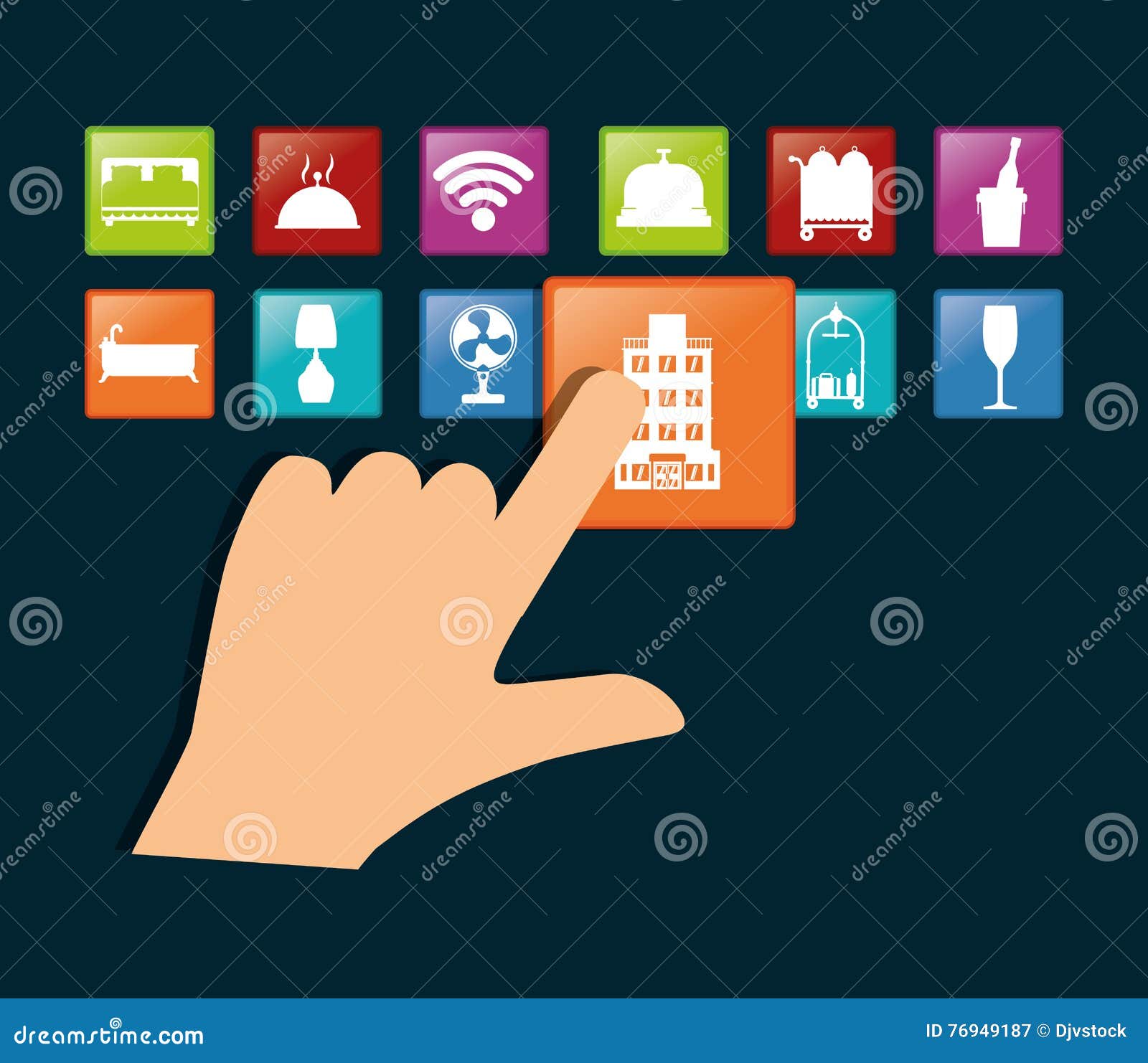 Hand and Hotel Digital Apps Design Stock Vector - Illustration of icon ...
