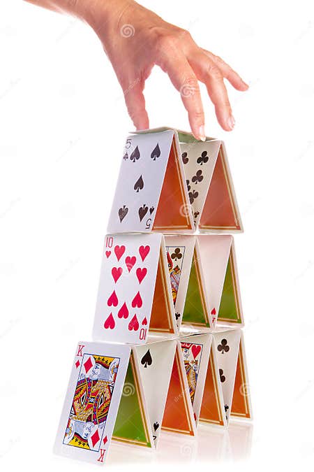 Hand and house of cards stock photo. Image of stack, games - 10515796