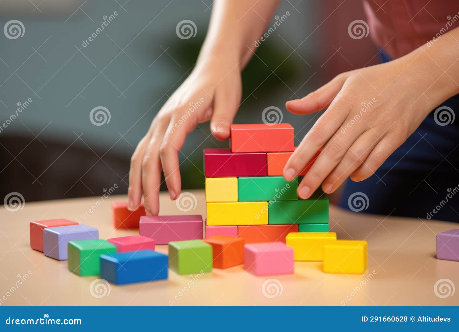 A Hand Hovering Over Colored Blocks Used for Therapy Stock Photo ...