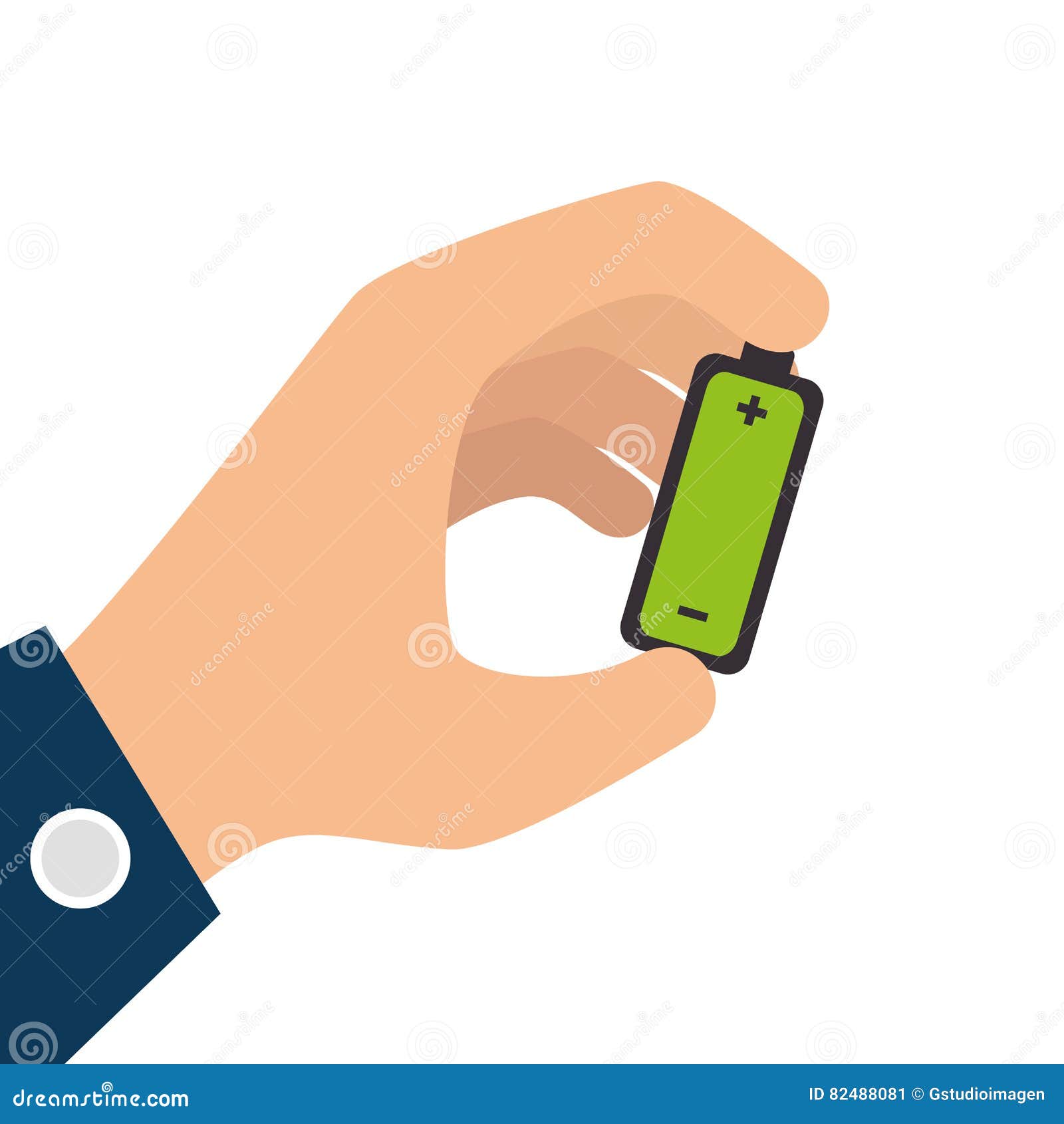 Hand Human with Battery Isolated Icon Stock Illustration - Illustration ...