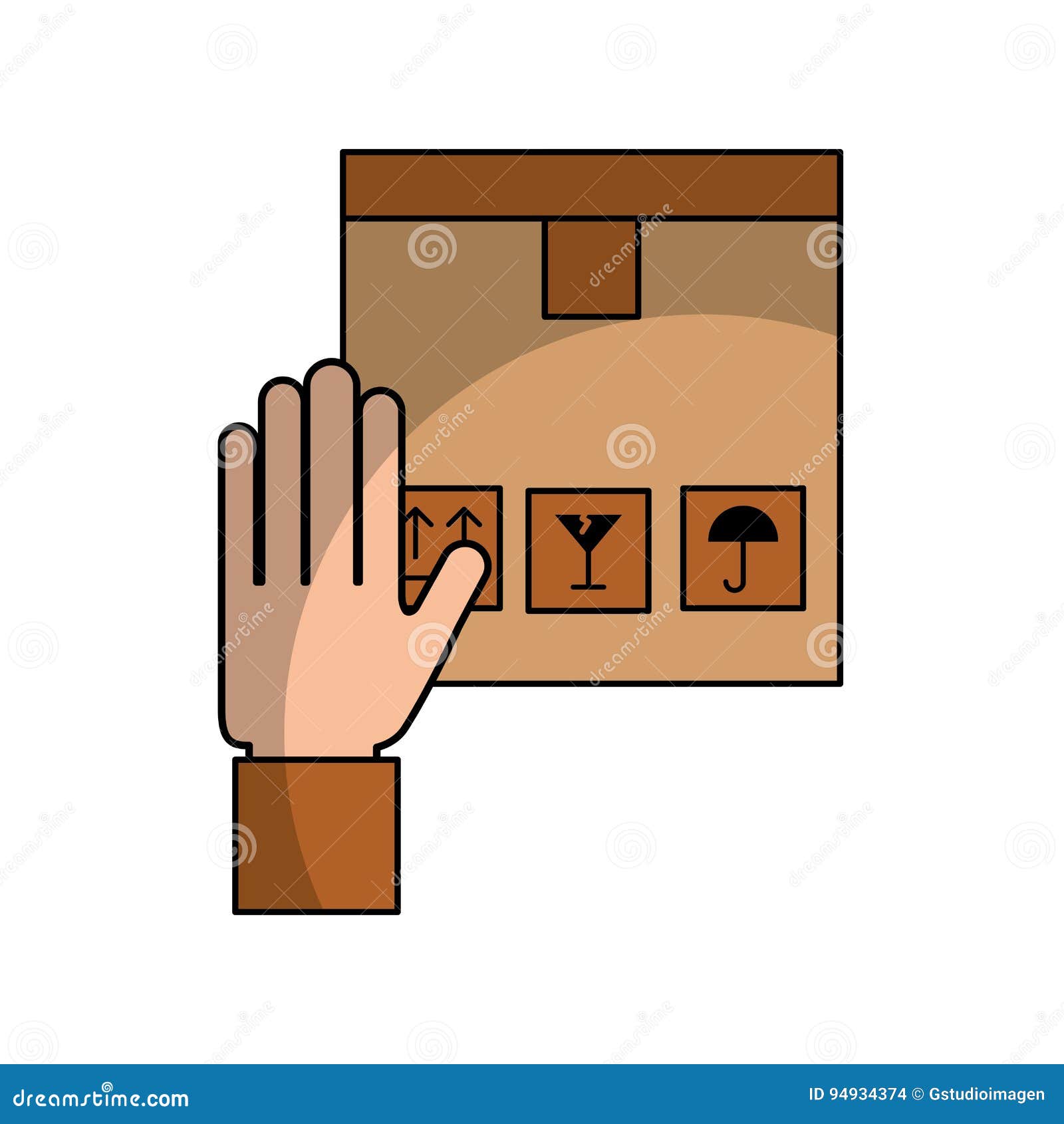 Hand Human with Box Carton Delivery Icon Stock Vector - Illustration of ...