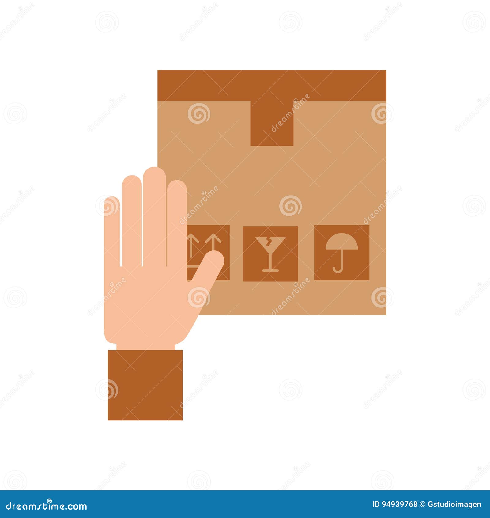 Hand Human with Box Carton Delivery Icon Stock Vector - Illustration of ...