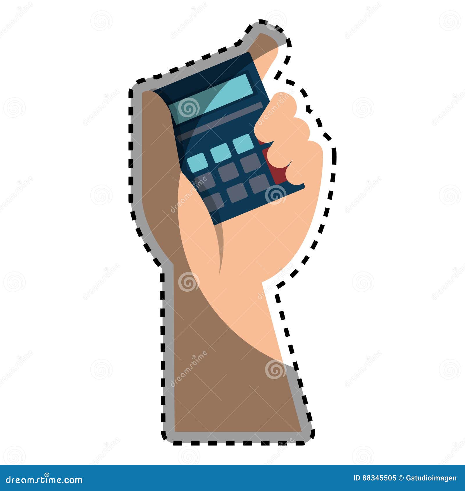 Hand Human with Calculator Math Isolated Icon Stock Vector ...