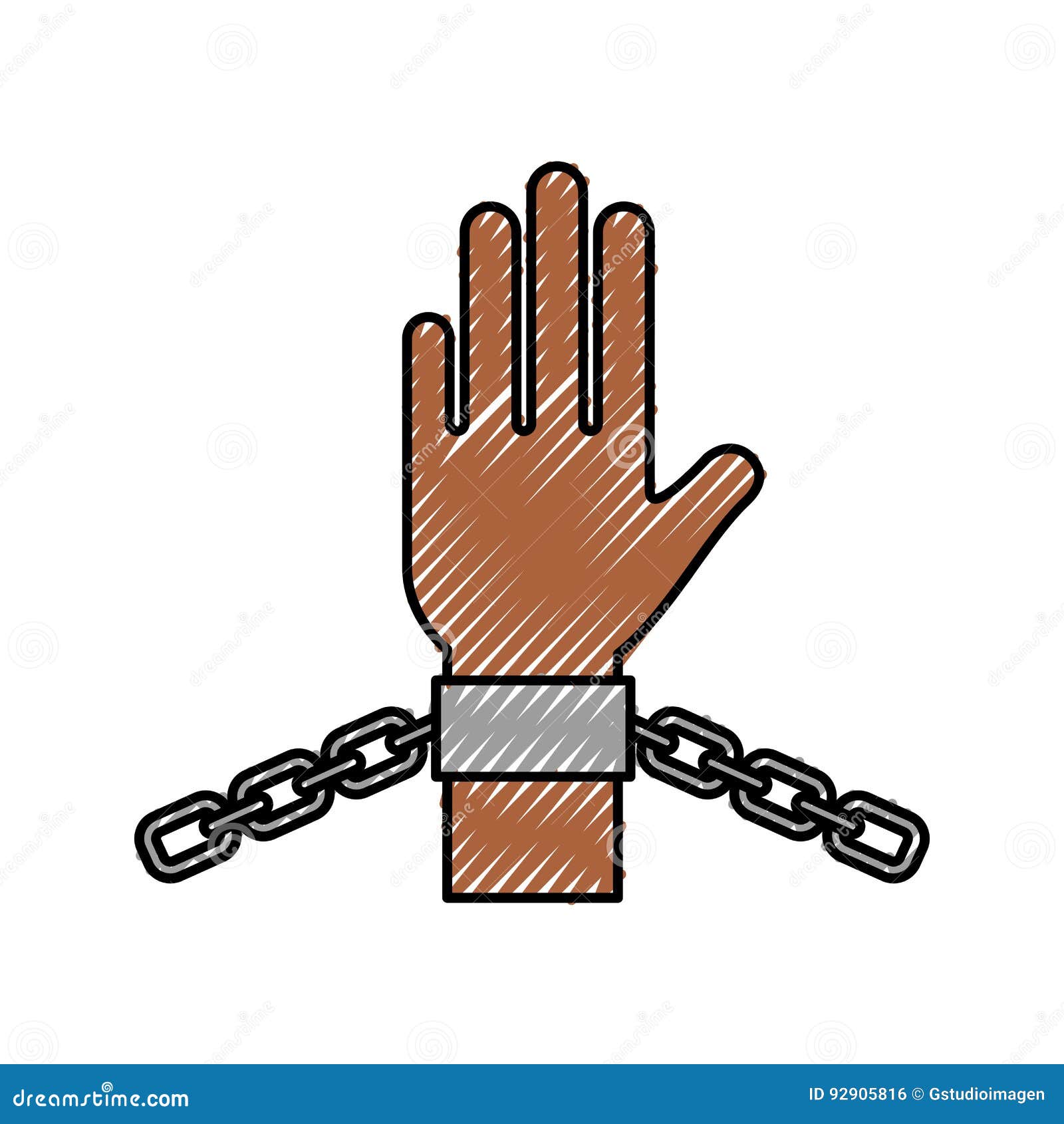 Hand human with chains stock vector. Illustration of graphic - 92905816