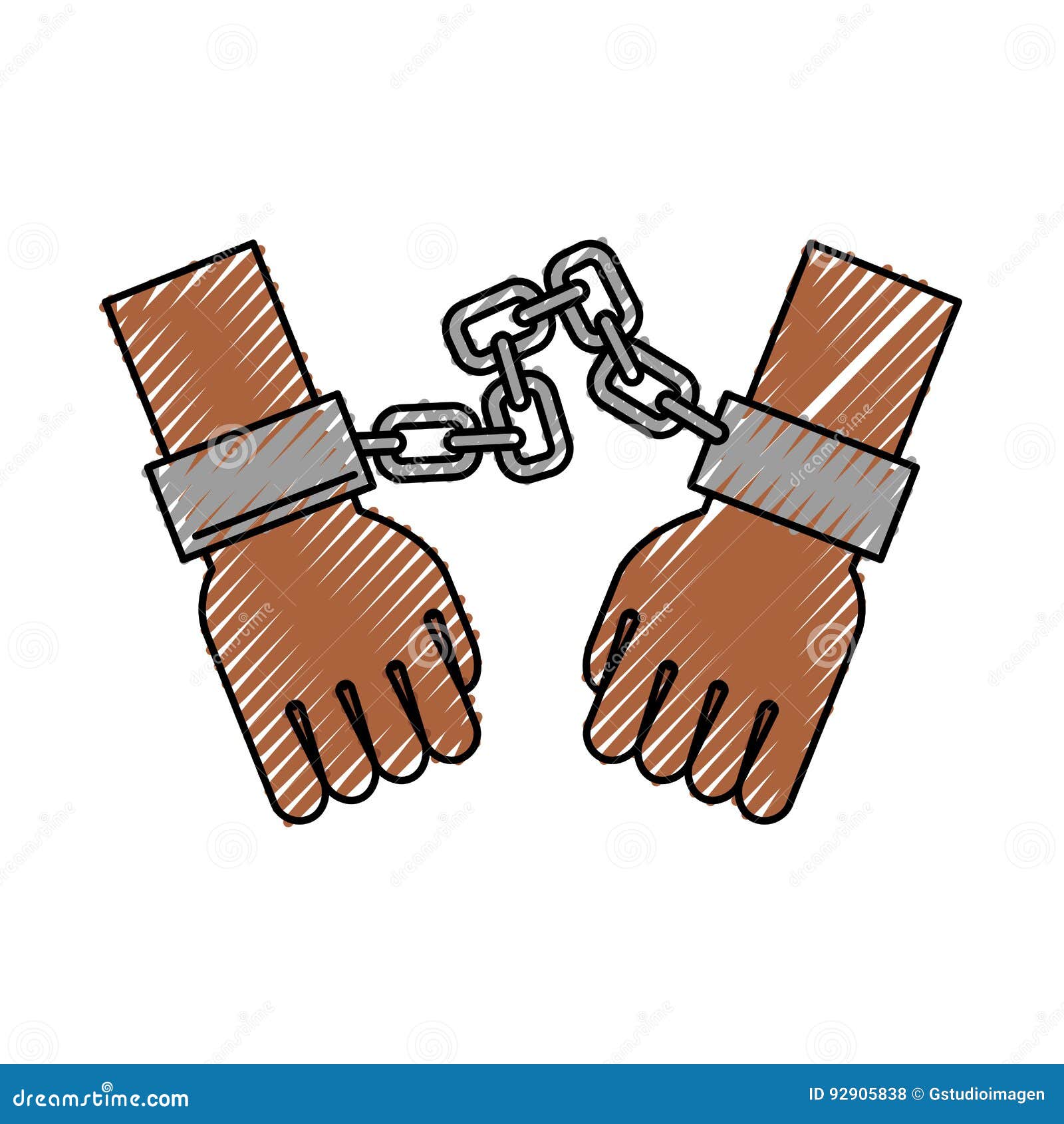 Hand human with chains stock vector. Illustration of accused - 92905838