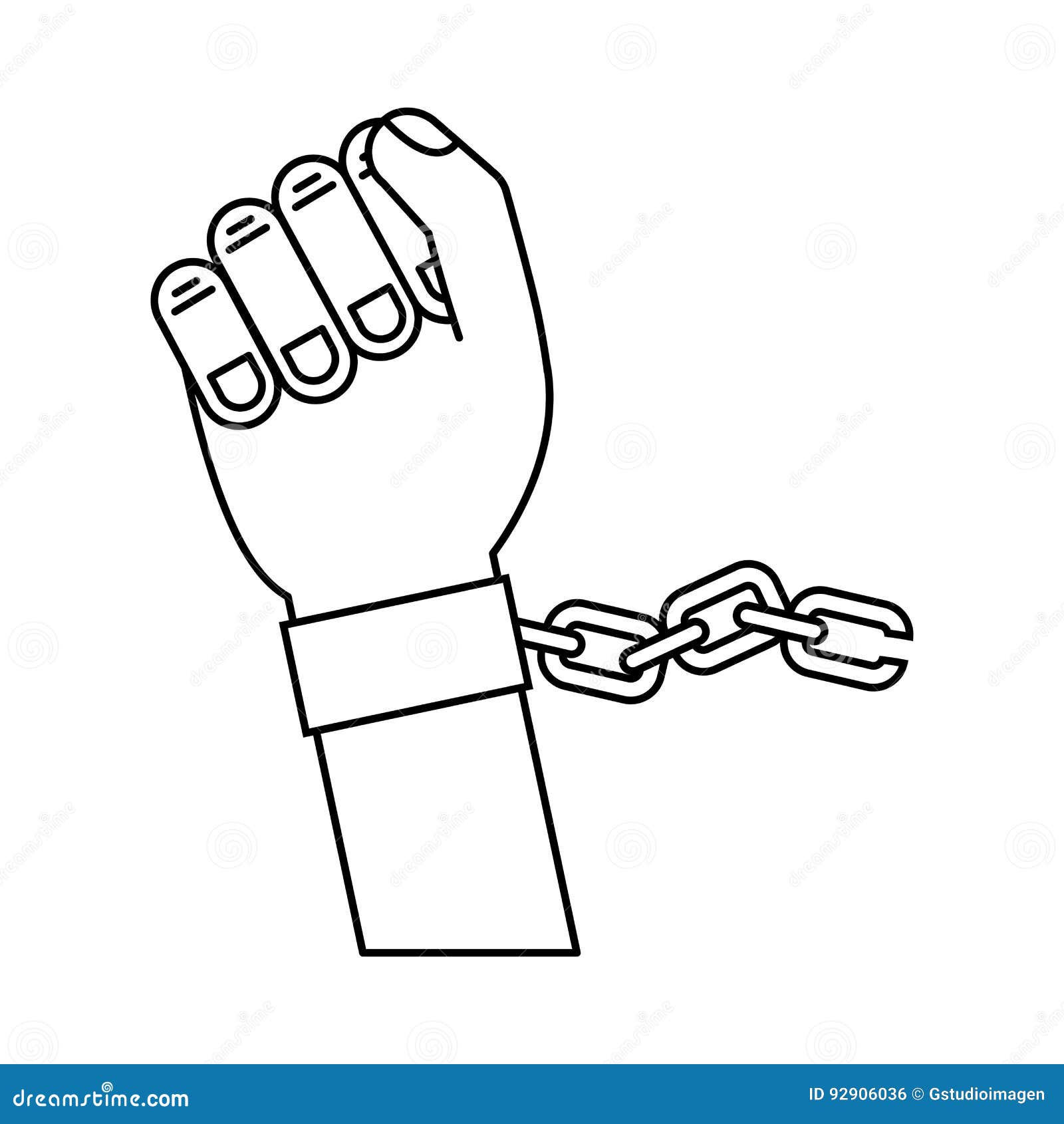 Hand human with chains stock vector. Illustration of chains - 92906036