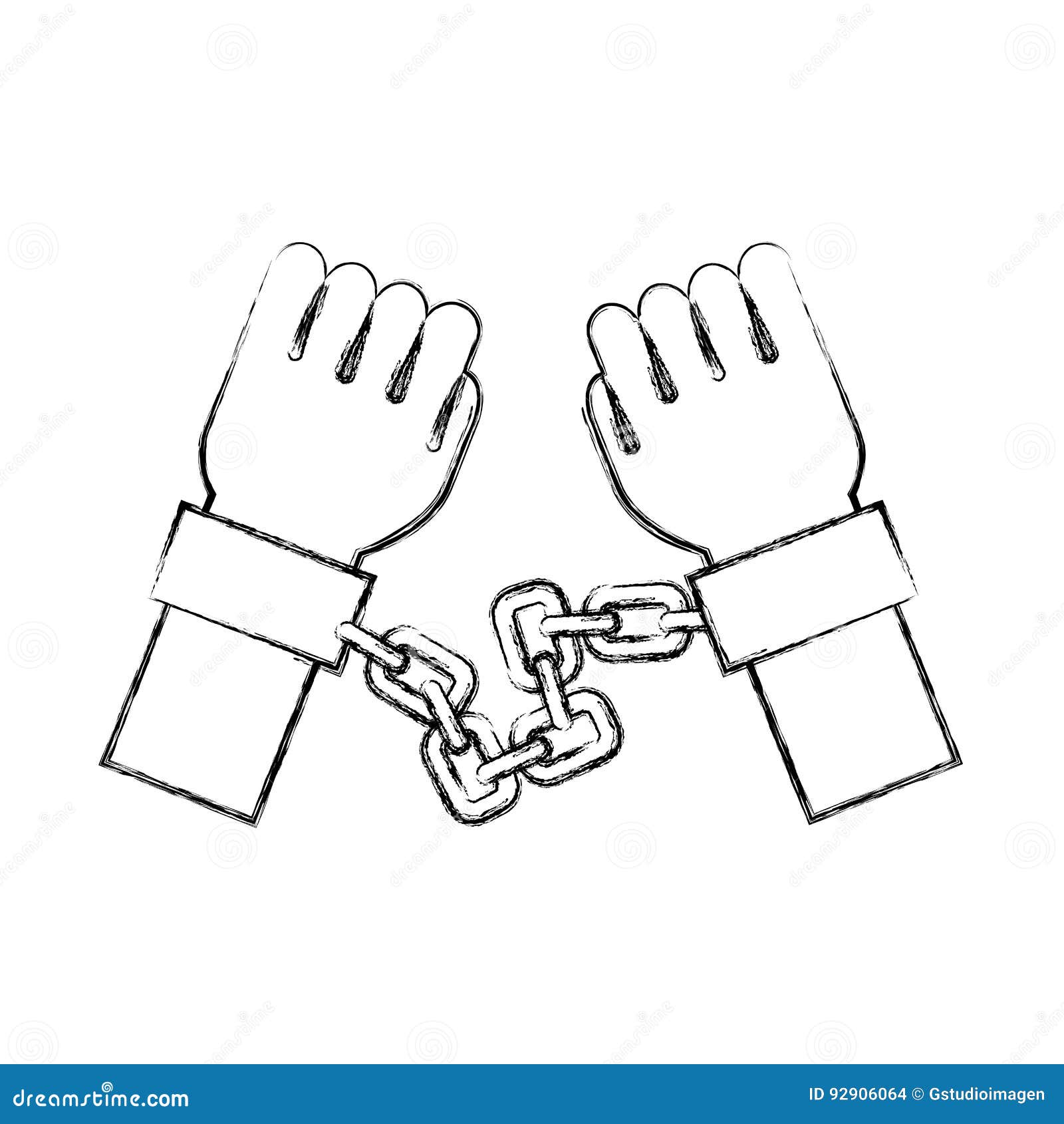 Hand human with chains stock vector. Illustration of concept - 92906064