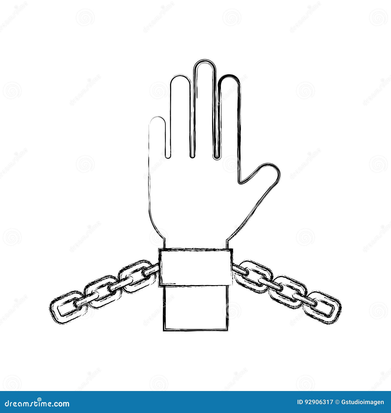 Hand human with chains stock vector. Illustration of bracelets - 92906317