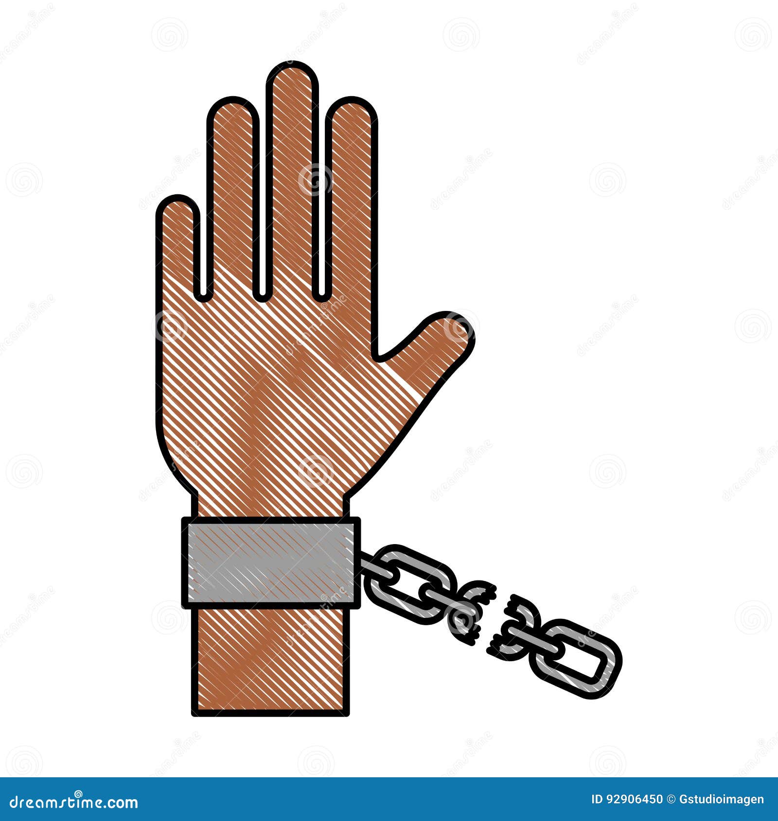 Hand human with chains stock vector. Illustration of emancipation ...