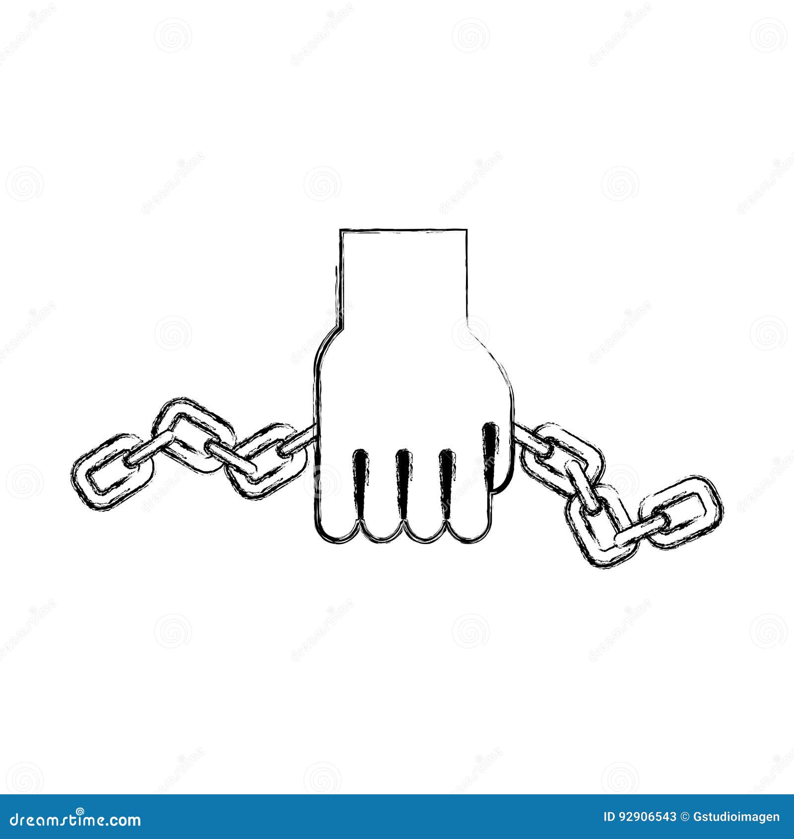 Hand human with chains stock vector. Illustration of bondage - 92906543