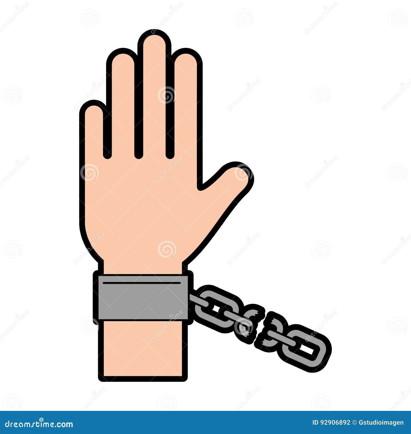 Hand human with chains stock vector. Illustration of captivity - 92906892