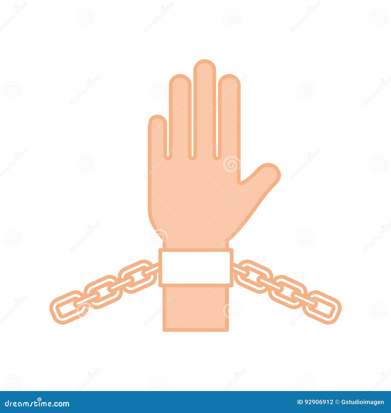 Hand human with chains stock vector. Illustration of heavy - 92906912