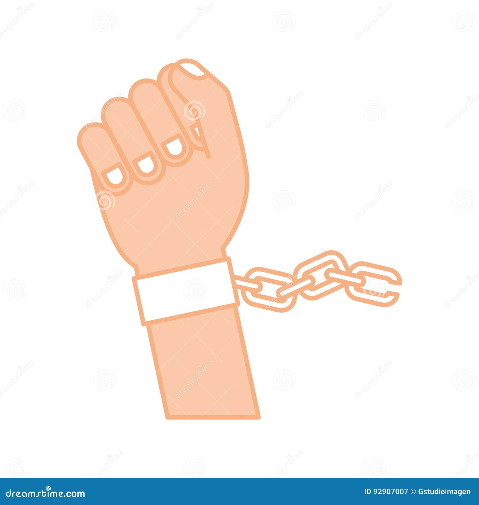 Hand human with chains stock vector. Illustration of arrest - 92907007