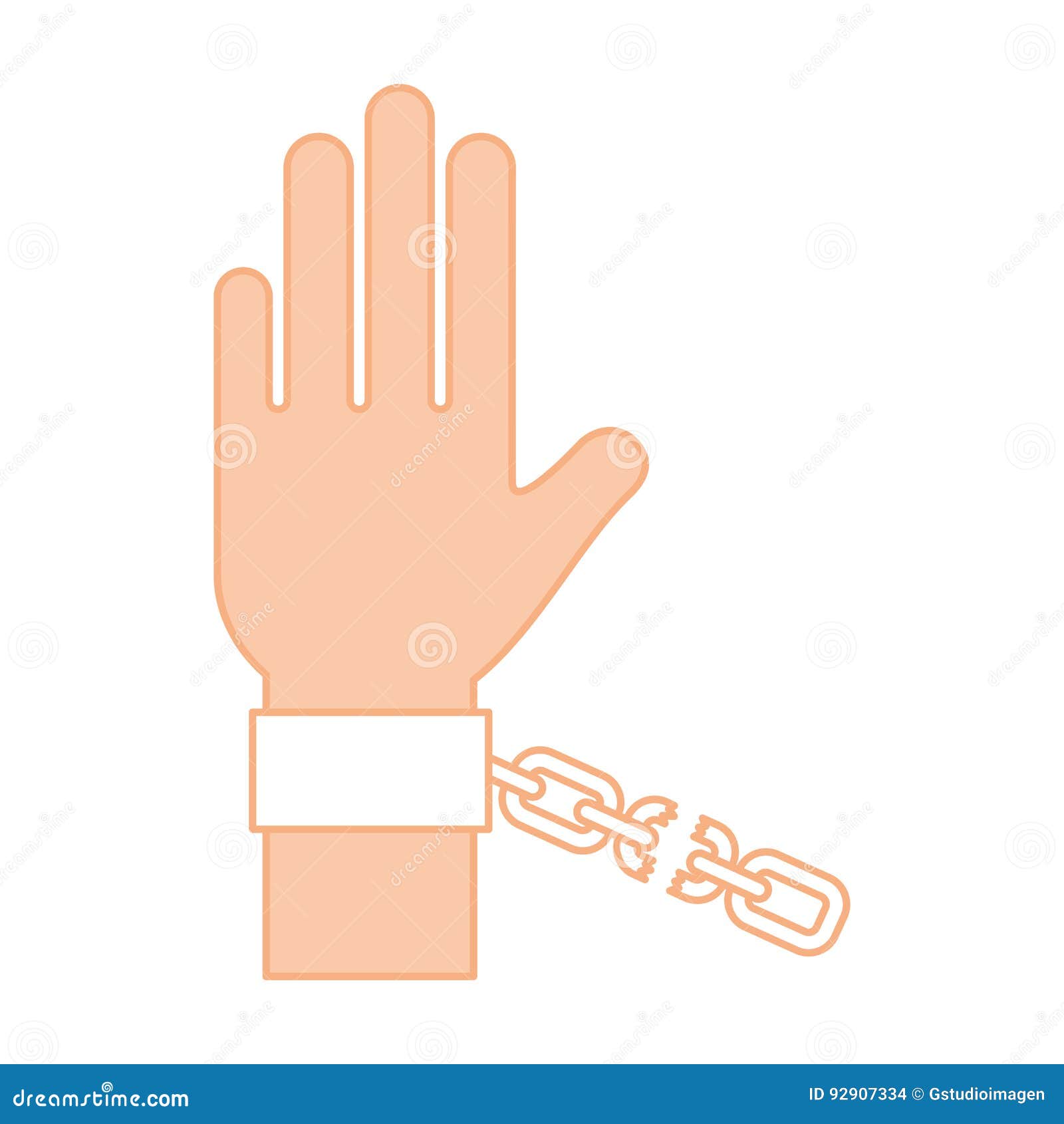 Hand human with chains stock vector. Illustration of manacle - 92907334