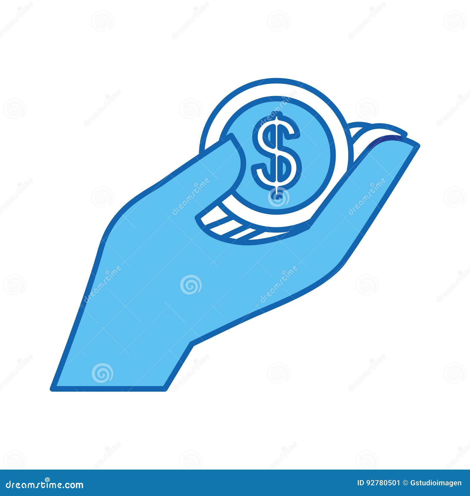 Hand Human with Coin Money Dollar Icon Stock Vector - Illustration of ...