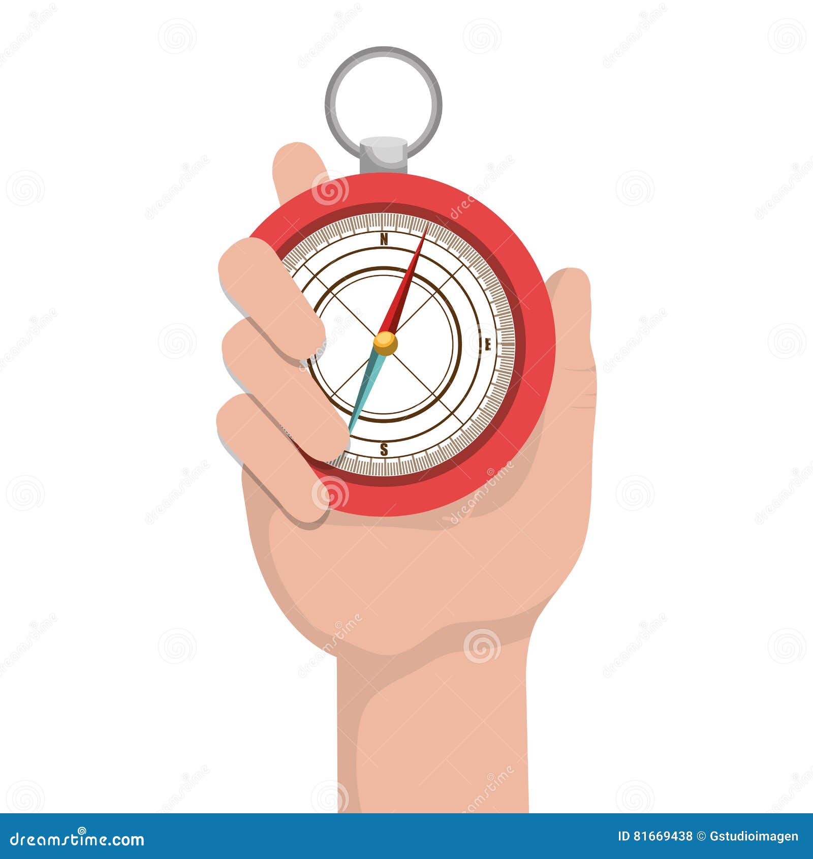Hand human with compass stock vector. Illustration of object - 81669438