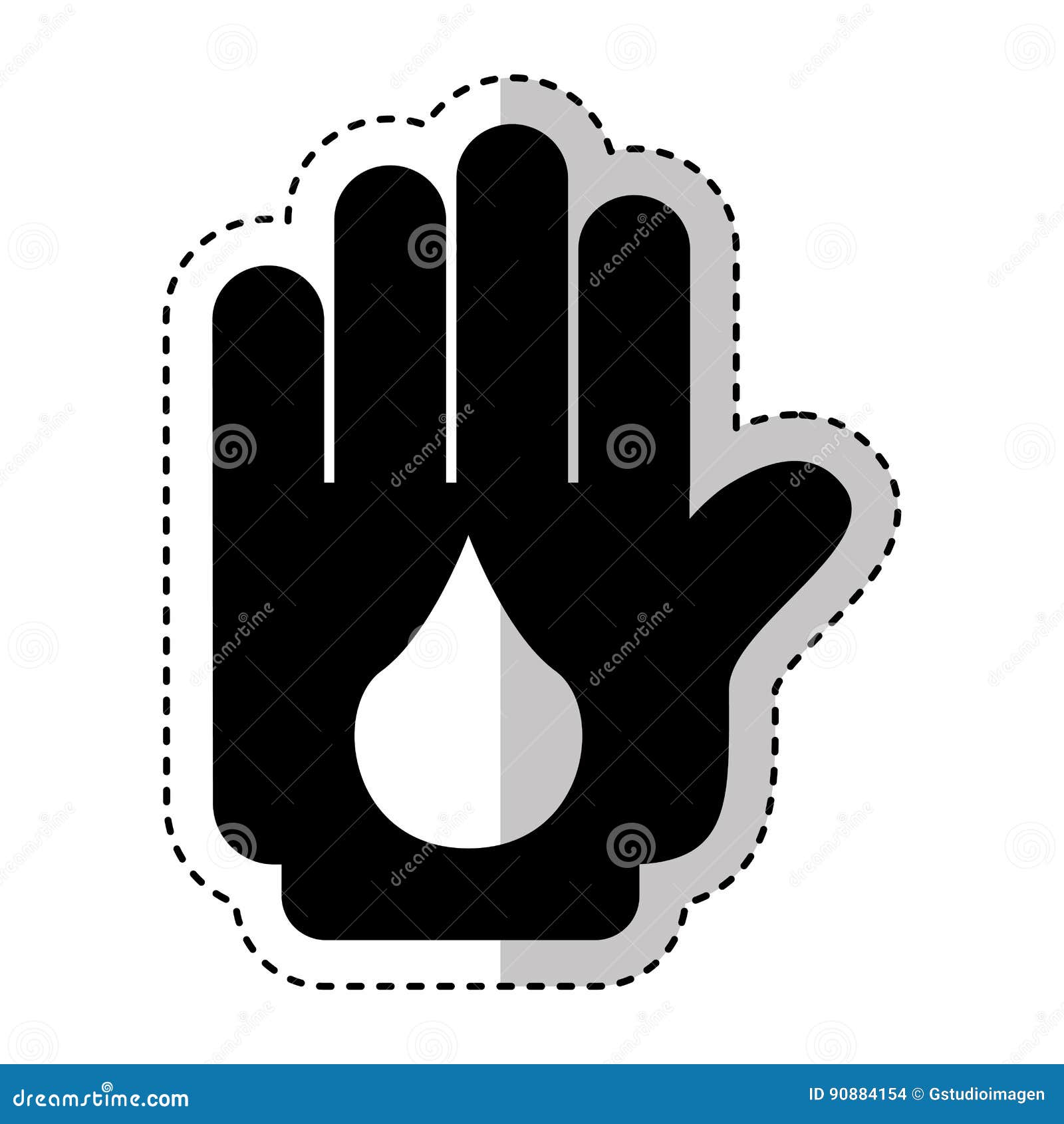 Hand Human with Drop Silhouette Isolated Icon Stock Vector ...