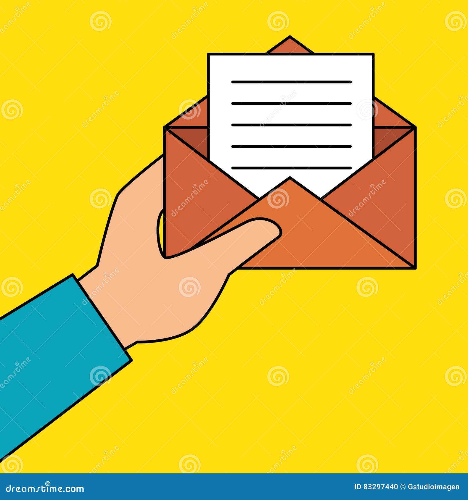 Hand human with envelope stock illustration. Illustration of message ...