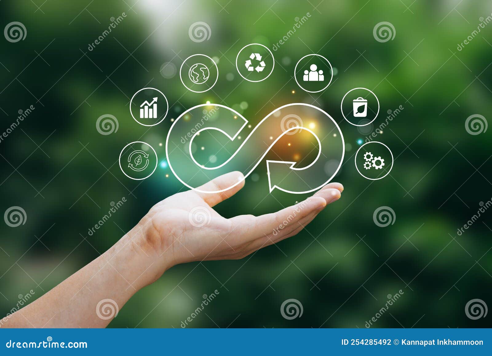 Hand of Human Holding Circular Economy Icon. Stock Photo - Image of ...