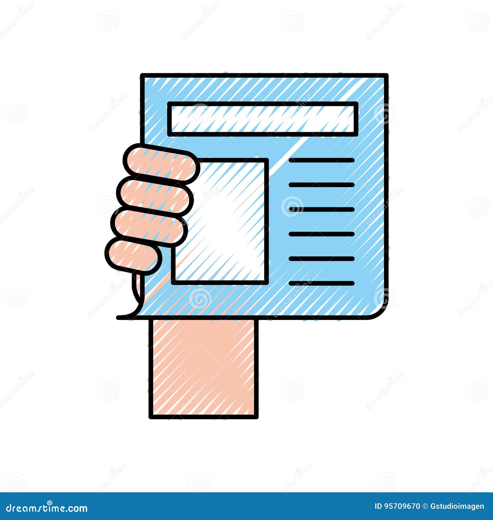 Hand Human with Newspaper Journal Isolated Icon Stock Vector ...