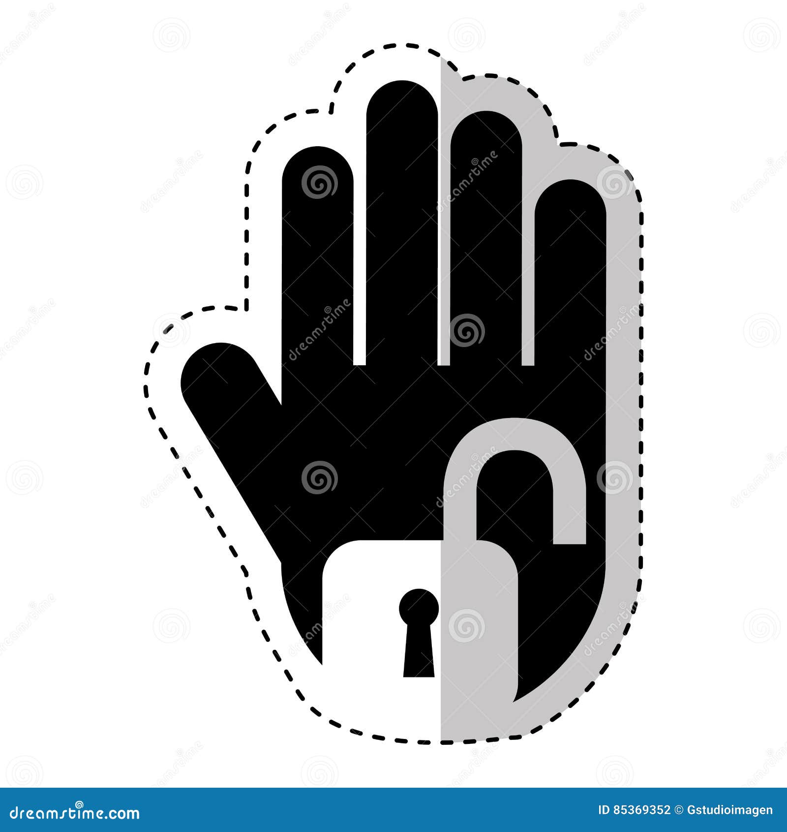 Hand Human with Padlock Silhouette Icon Stock Vector - Illustration of ...