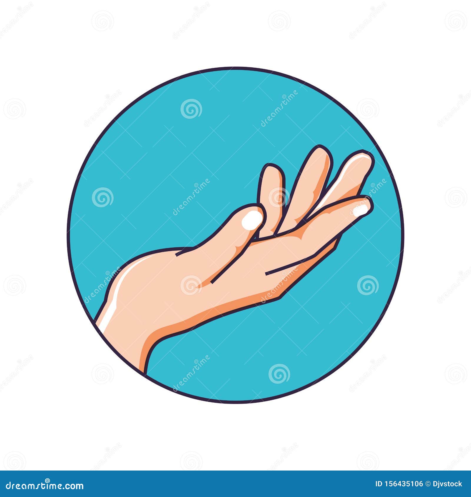 Hand Human Receiving in Frame Circular Stock Illustration ...