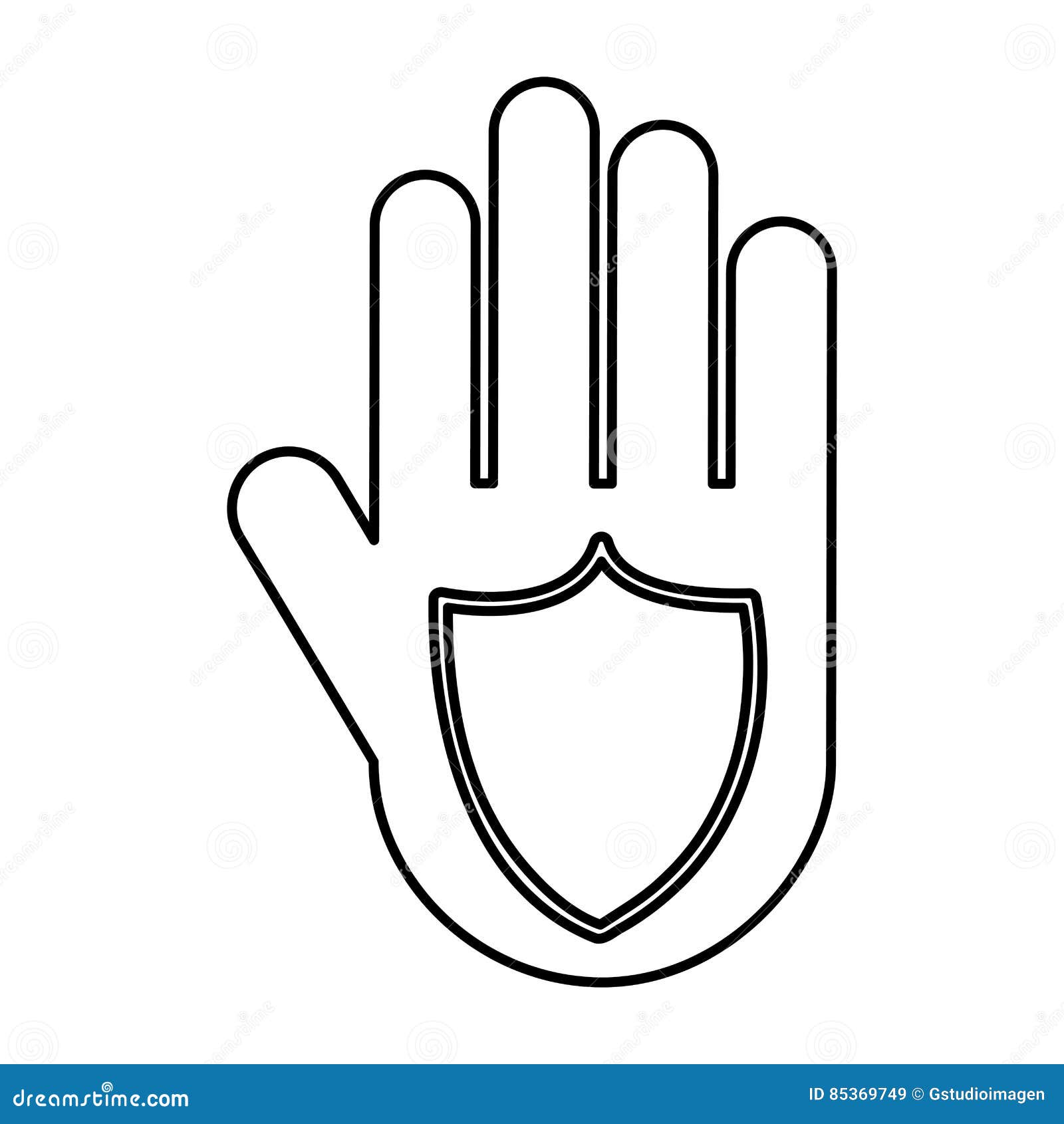 Hand Human with Shield Silhouette Icon Stock Vector - Illustration of ...