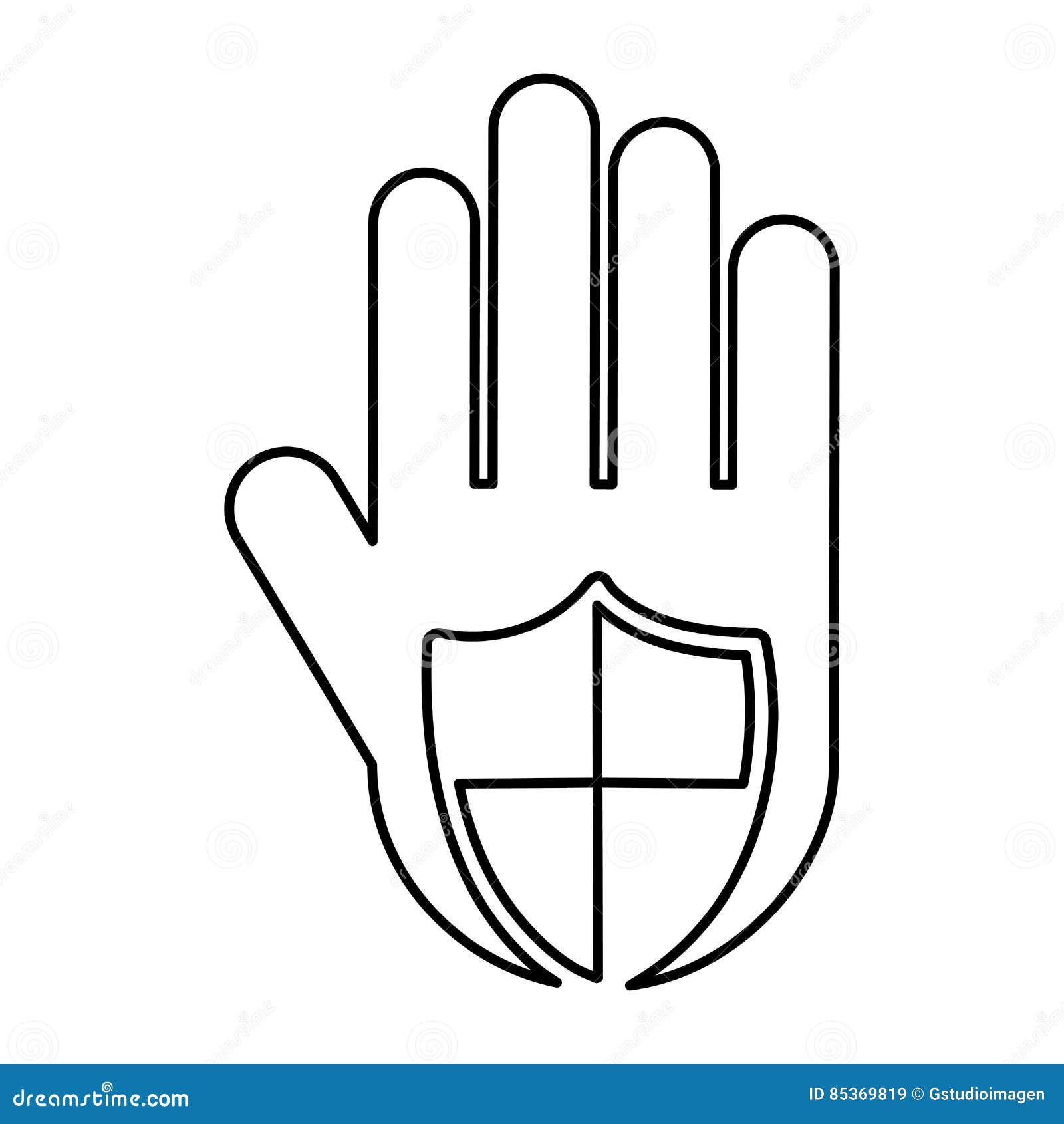Hand Human with Shield Silhouette Icon Stock Vector - Illustration of ...