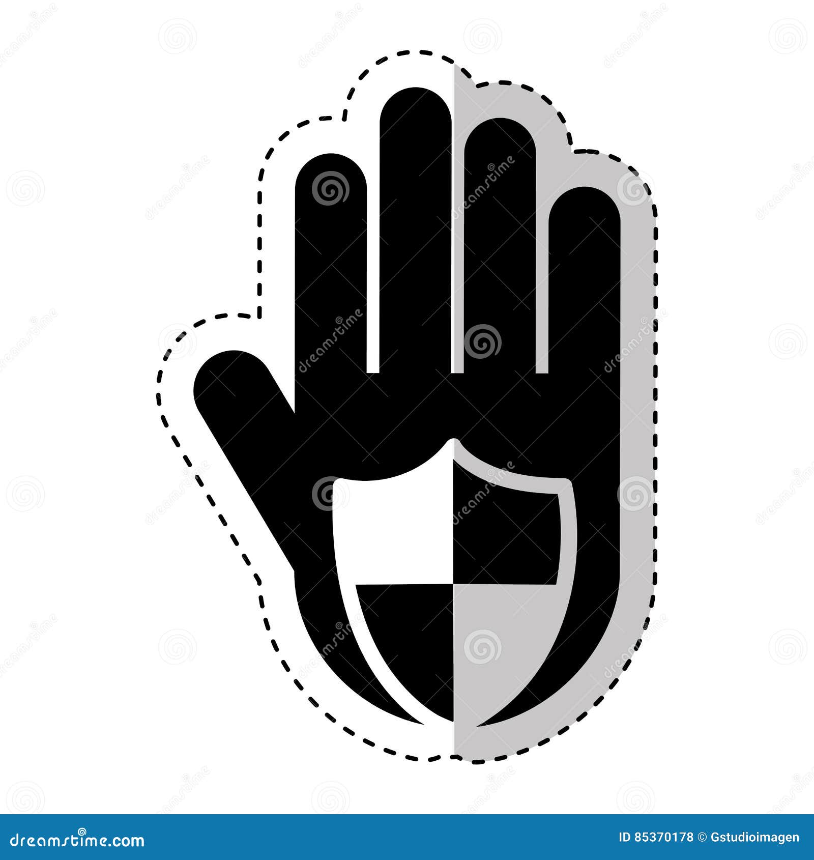 Hand Human with Shield Silhouette Icon Stock Vector - Illustration of ...
