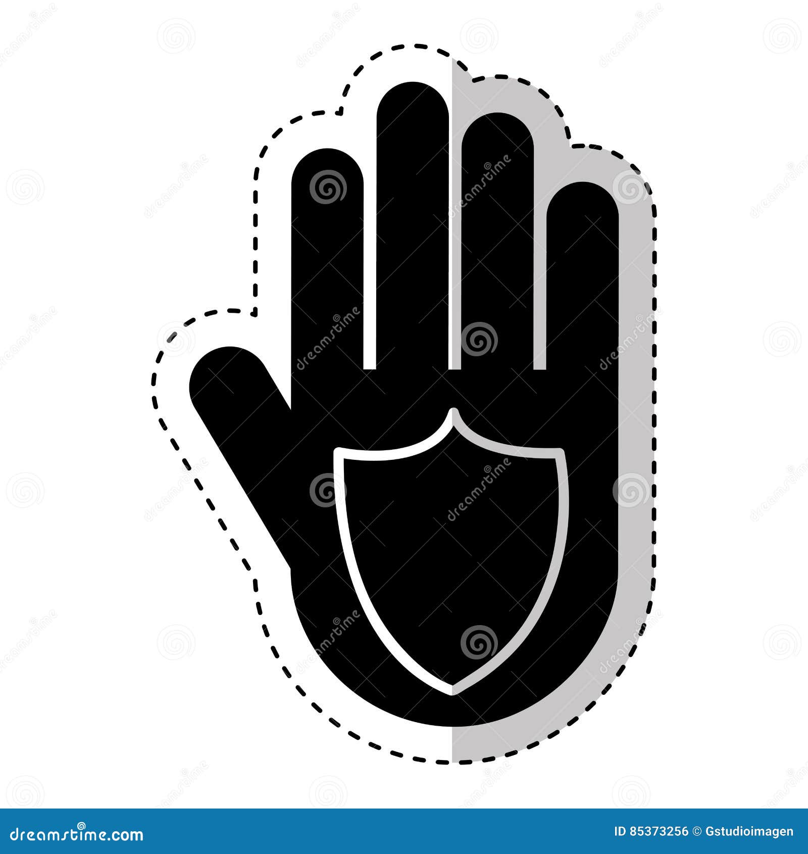 Hand Human with Shield Silhouette Icon Stock Vector - Illustration of ...