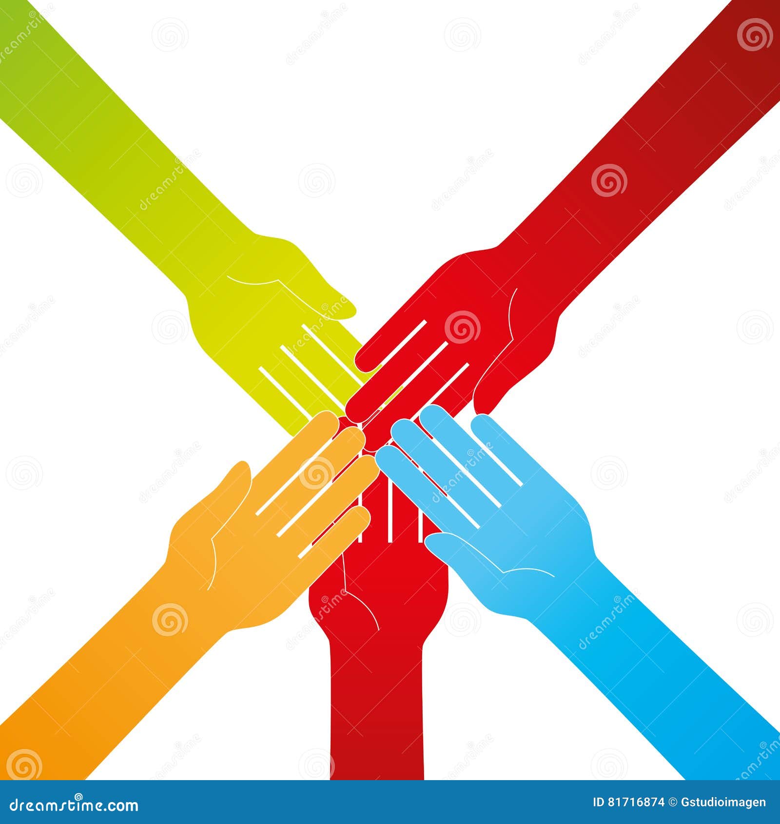 Hand Human Silhouette Colors Community Icon Stock Vector - Illustration ...